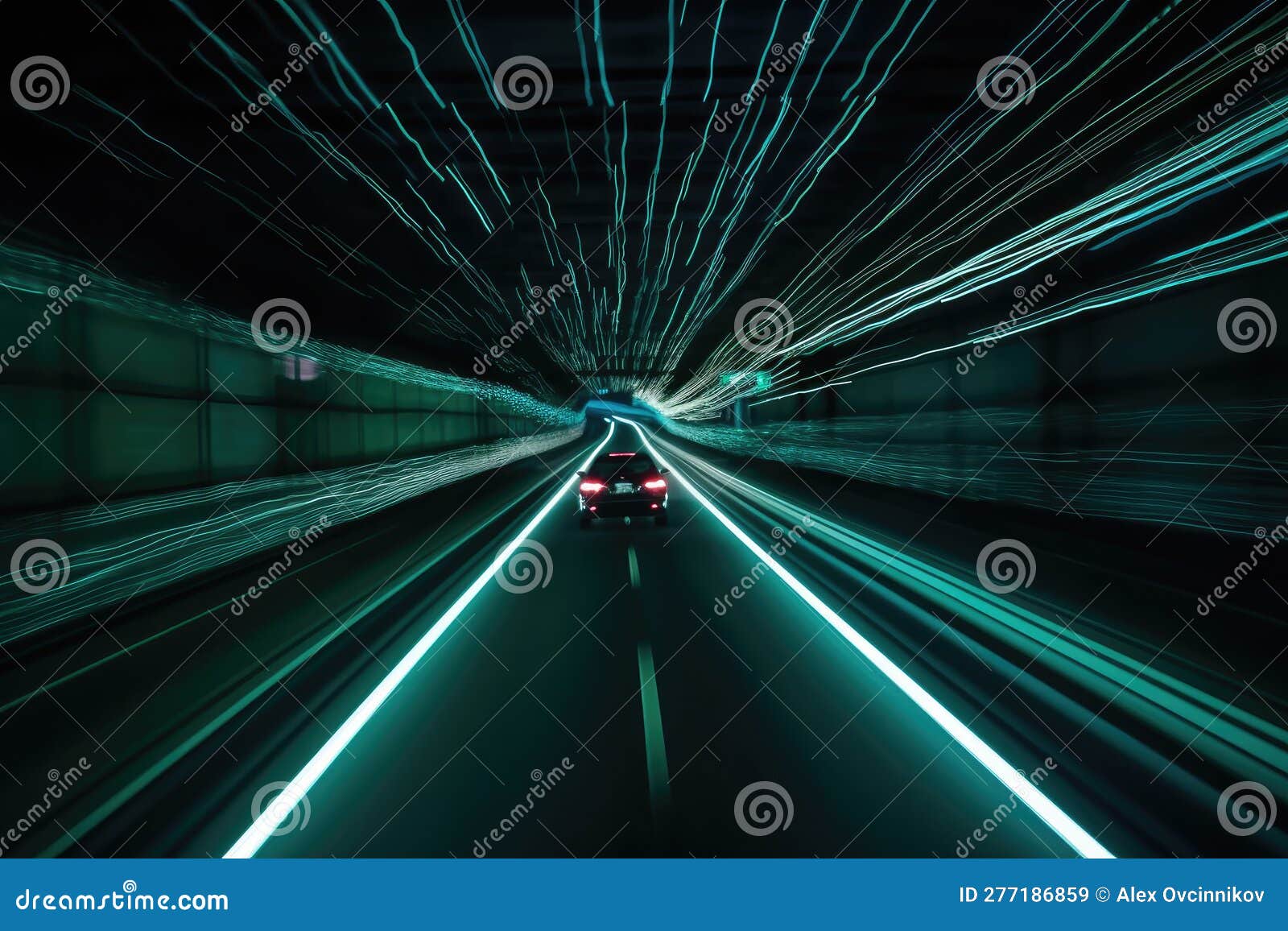 Speeding through the Tunnel: a Futuristic Digital Data Transfer. Stock ...