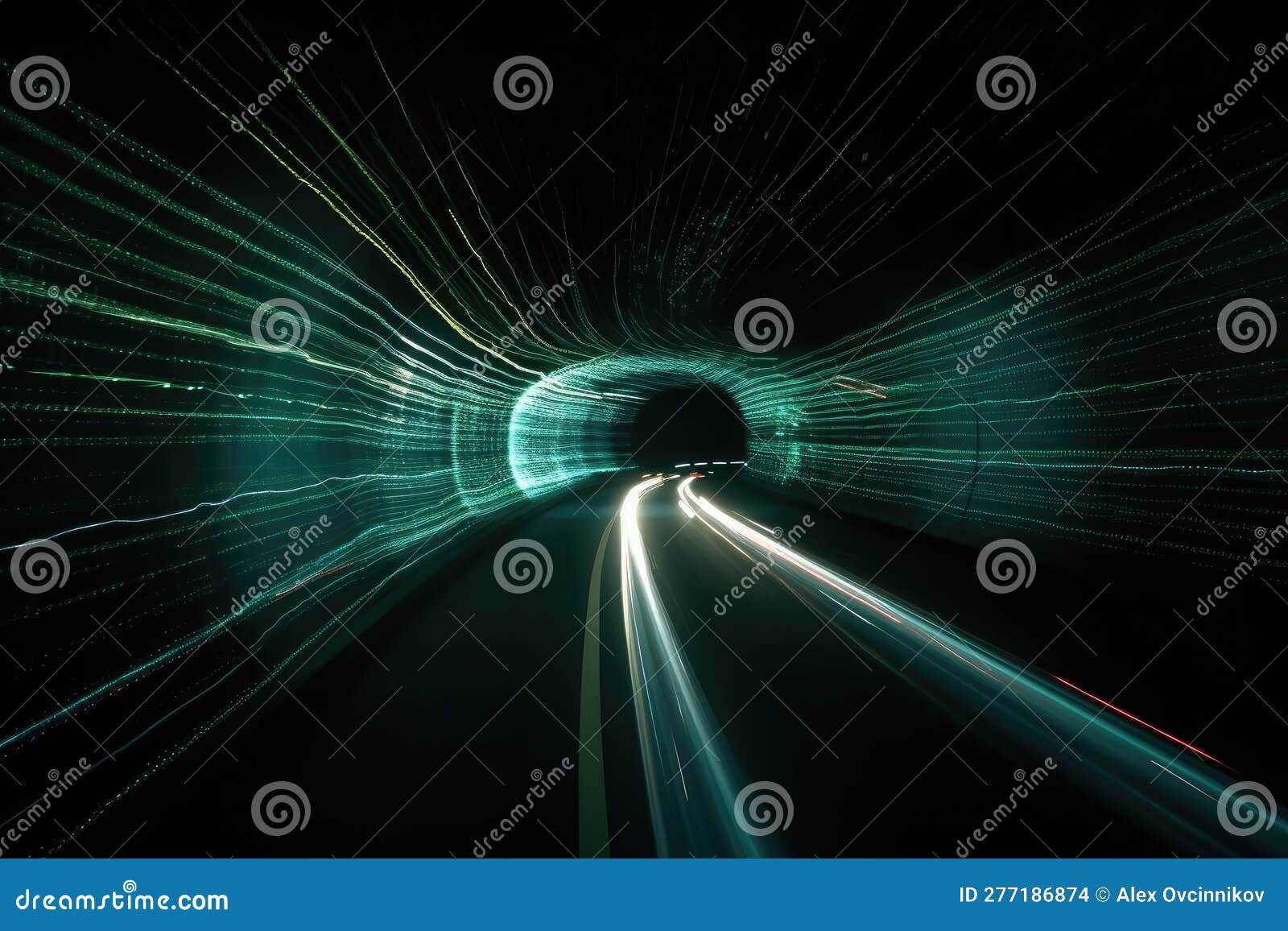 Speeding through the Tunnel: a Futuristic Digital Data Transfer. Stock ...