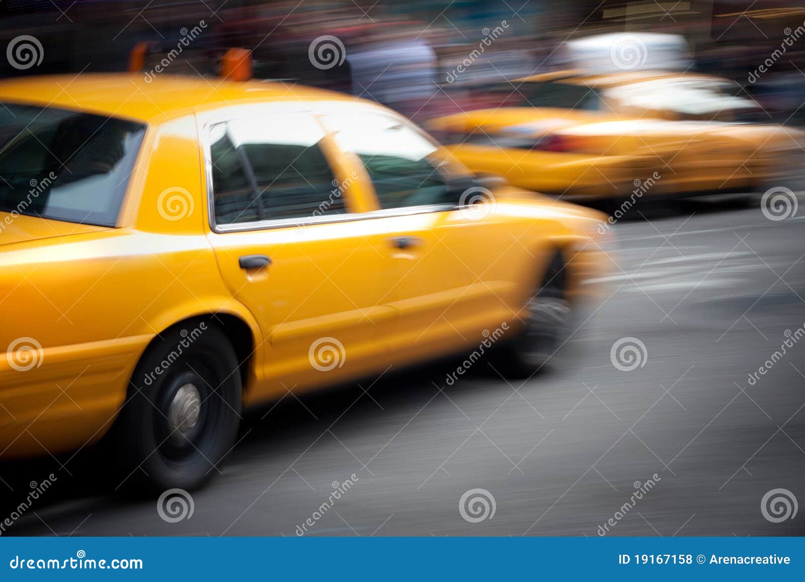 Speeding Yellow Taxi Cabs Motion Stock Photo - Image of driving ...