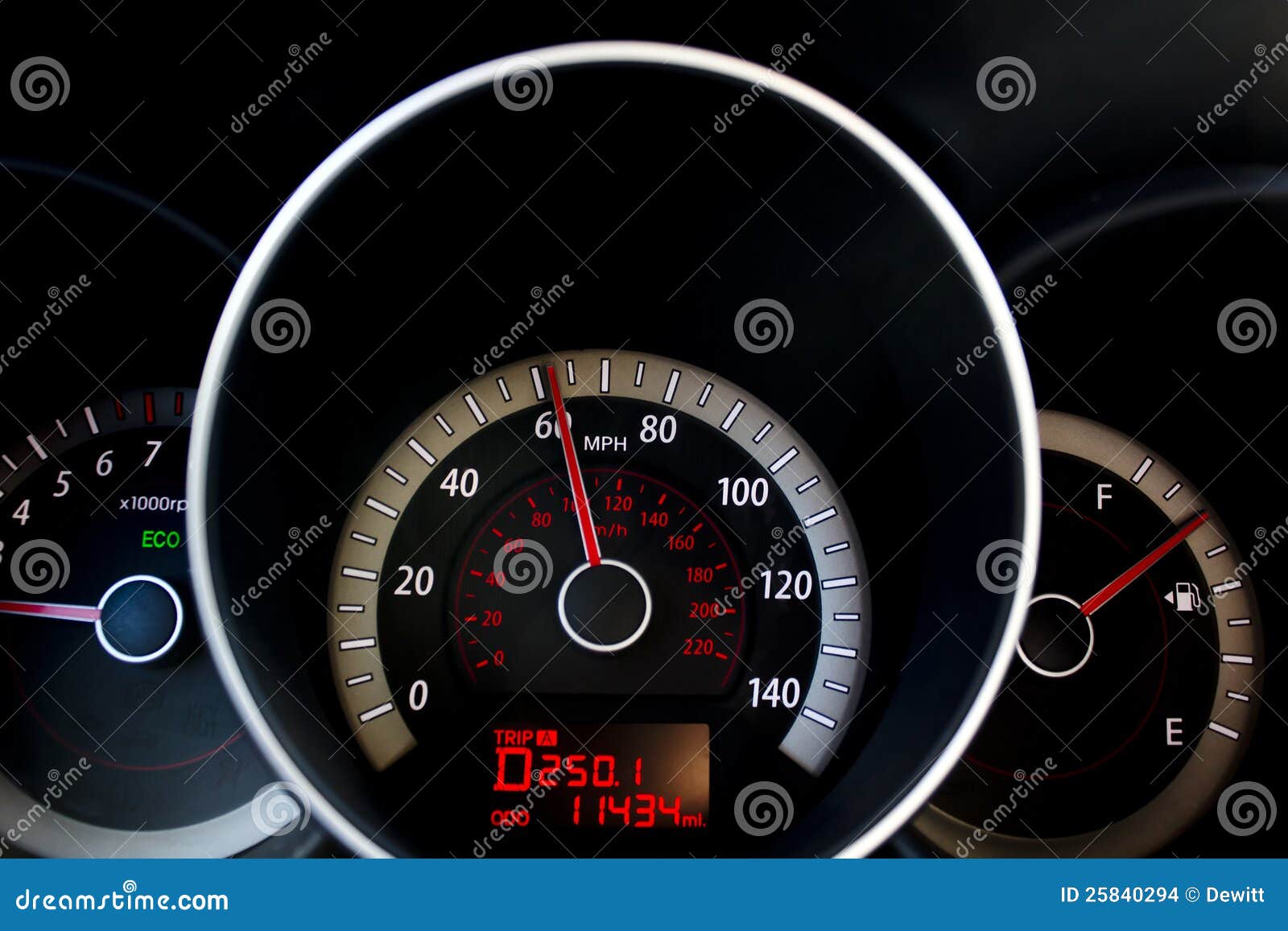 Red Speedometer Dash Board Inside A Car Cockpit Royalty-Free Stock ...