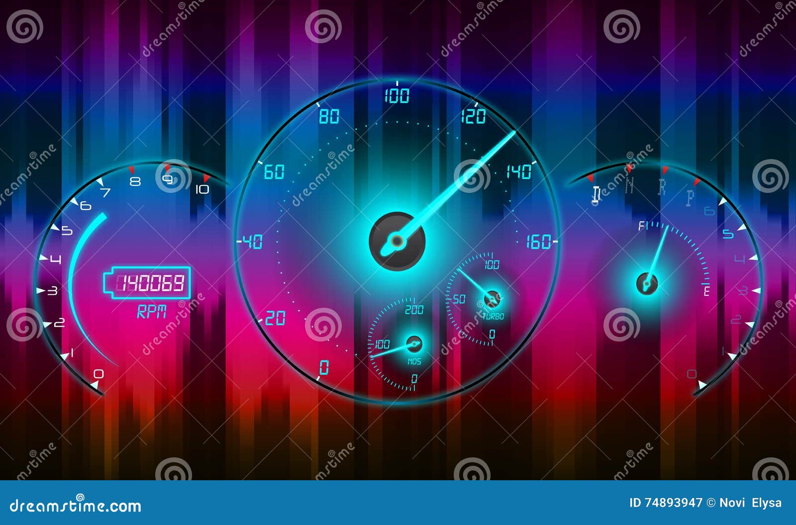 Speedometer Abstract Neon Background Cartoon Vector | CartoonDealer.com ...