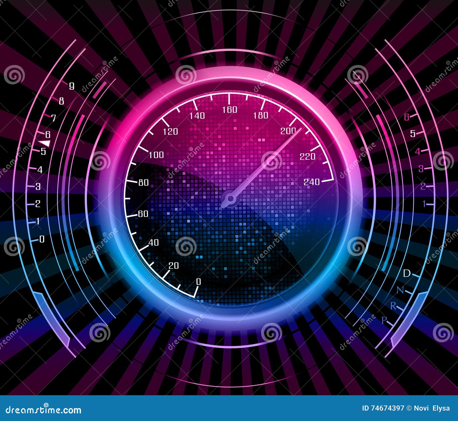 Speedometer Abstract Neon Background Cartoon Vector | CartoonDealer.com ...