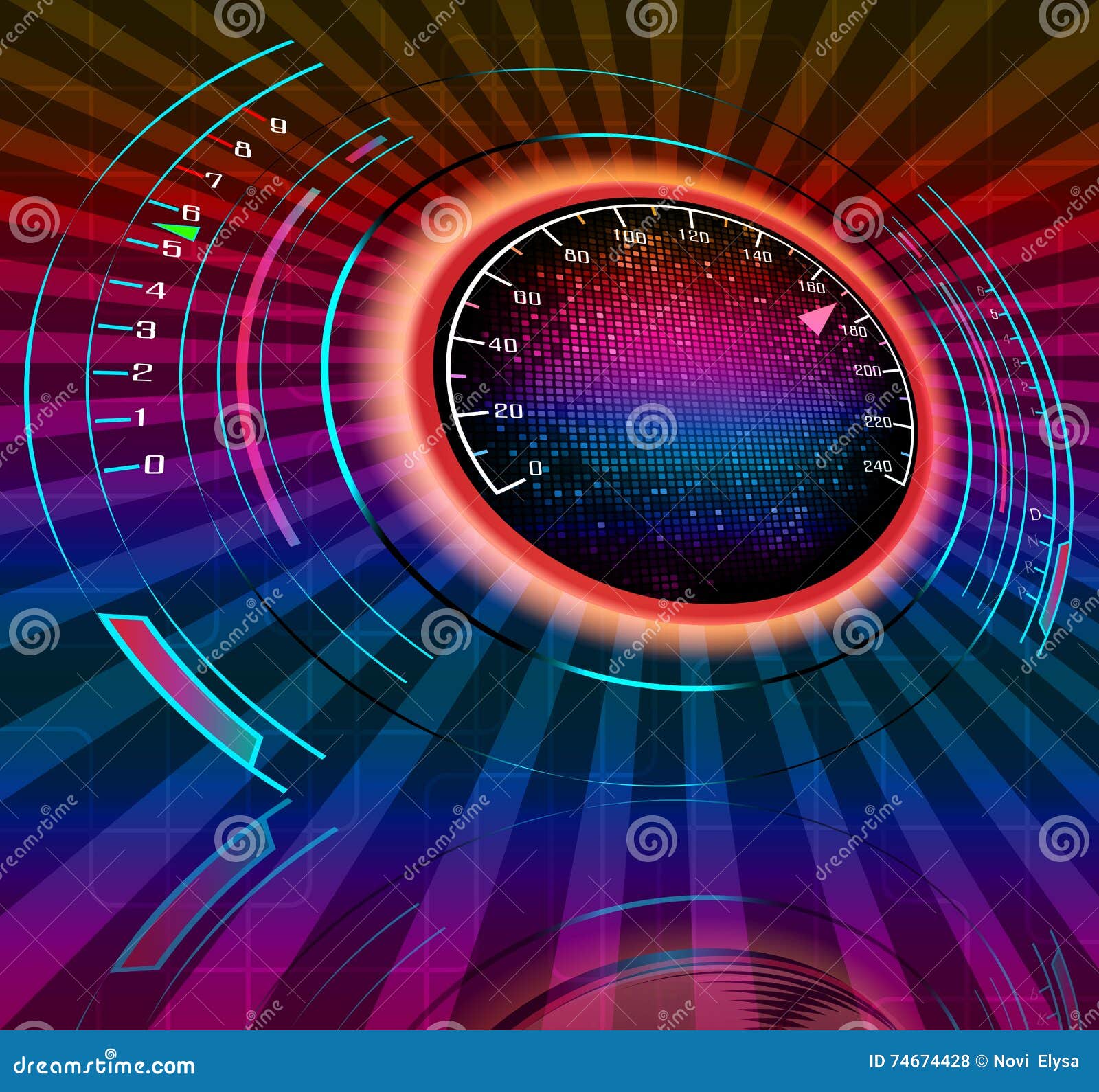 Speedometer and Arrow on 170 Stock Vector - Illustration of neon ...