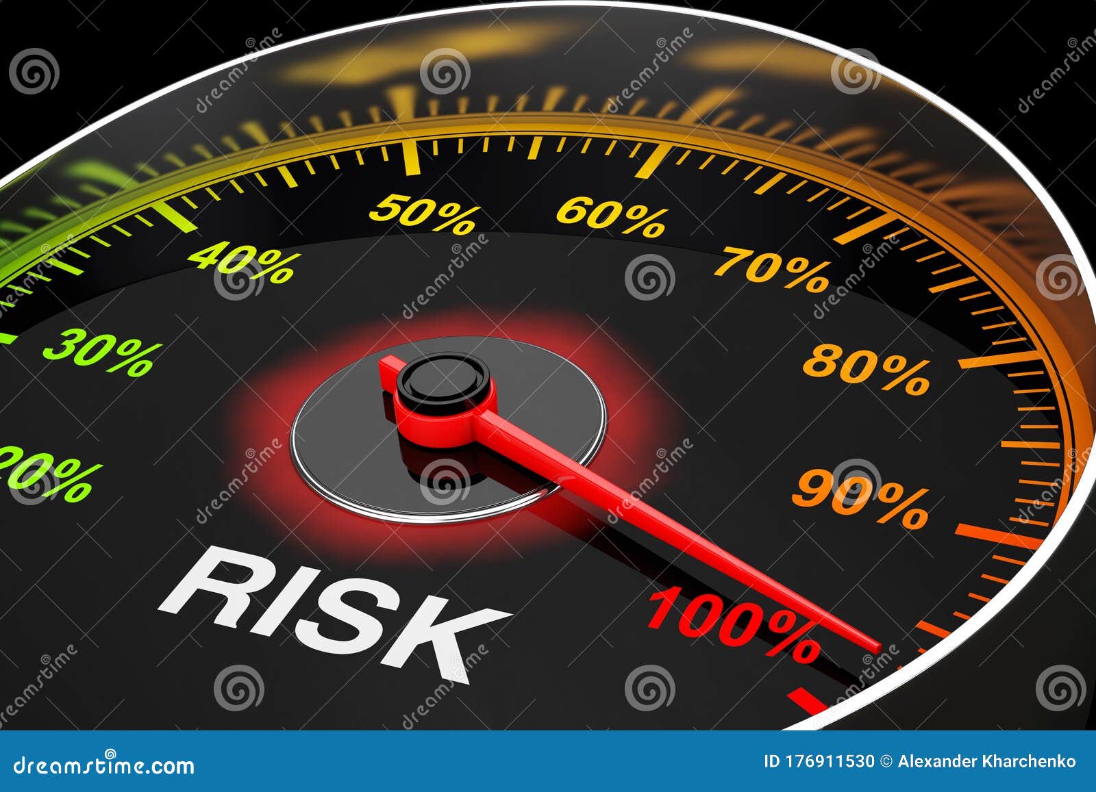 Speedometer As Risk Level Meter. 3d Rendering Stock Illustration ...