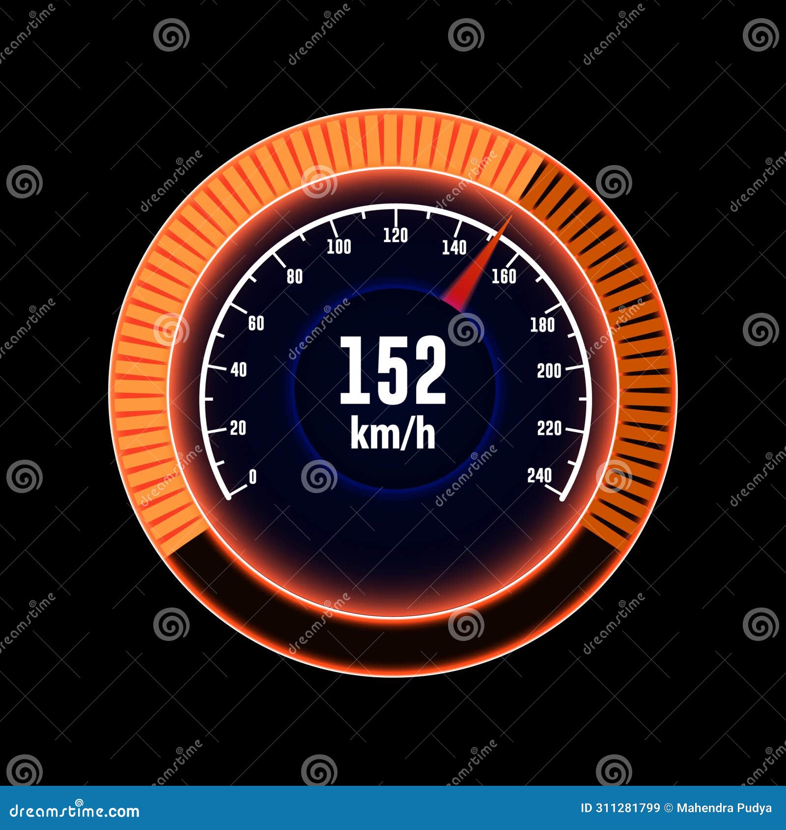 Speedometer Bar with Dazzling Blue Light and Attractive Design Stock ...