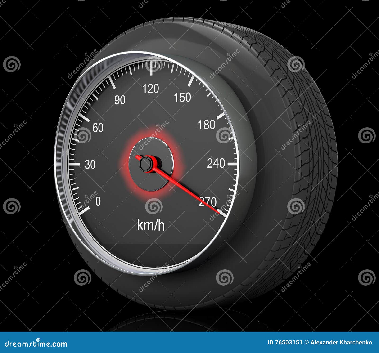 Speedometer in Car Wheel Tyre. 3d Rendering Stock Illustration ...