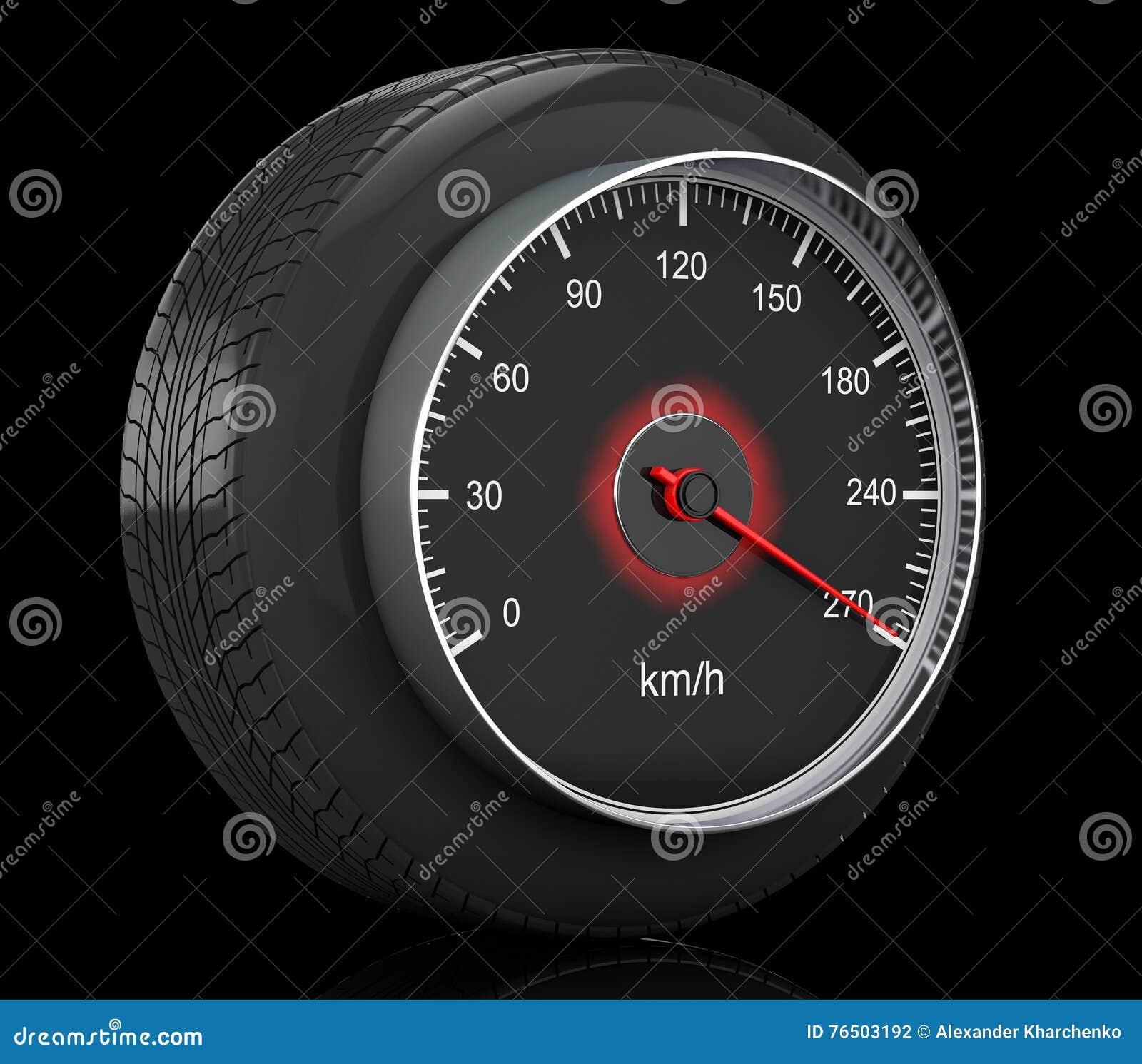 Speedometer in Car Wheel Tyre. 3d Rendering Stock Illustration ...