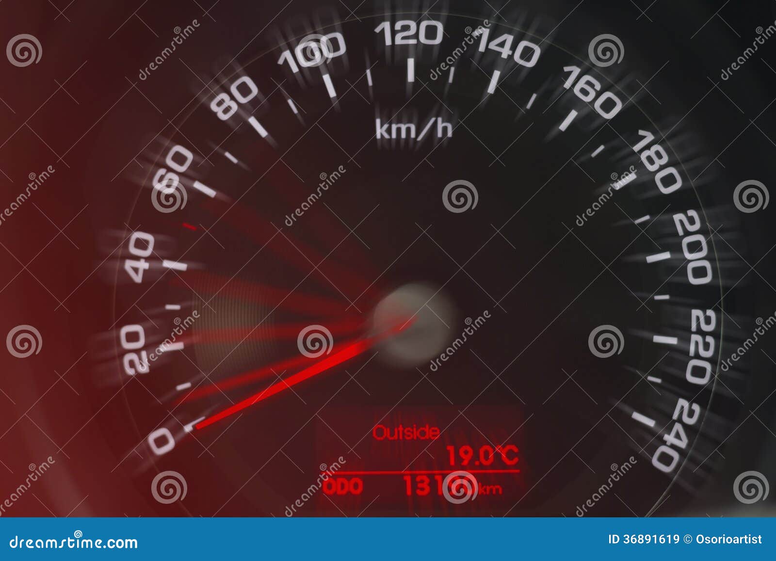 Speedometer Close Up View. White and Red Stock Image - Image of ...