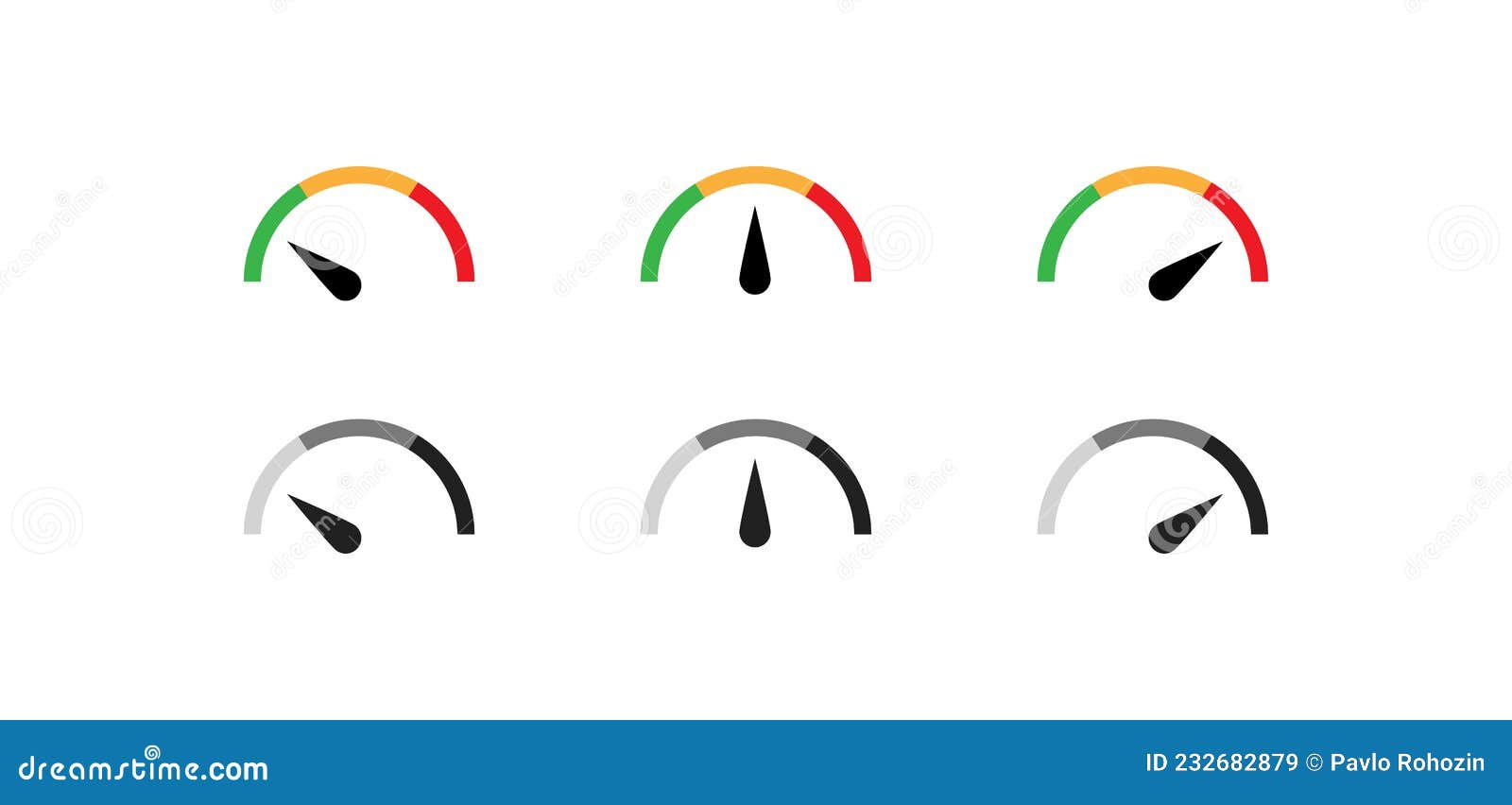 Speedometer Color Icon Set. Gauge Simple Symbol Stock Vector ...