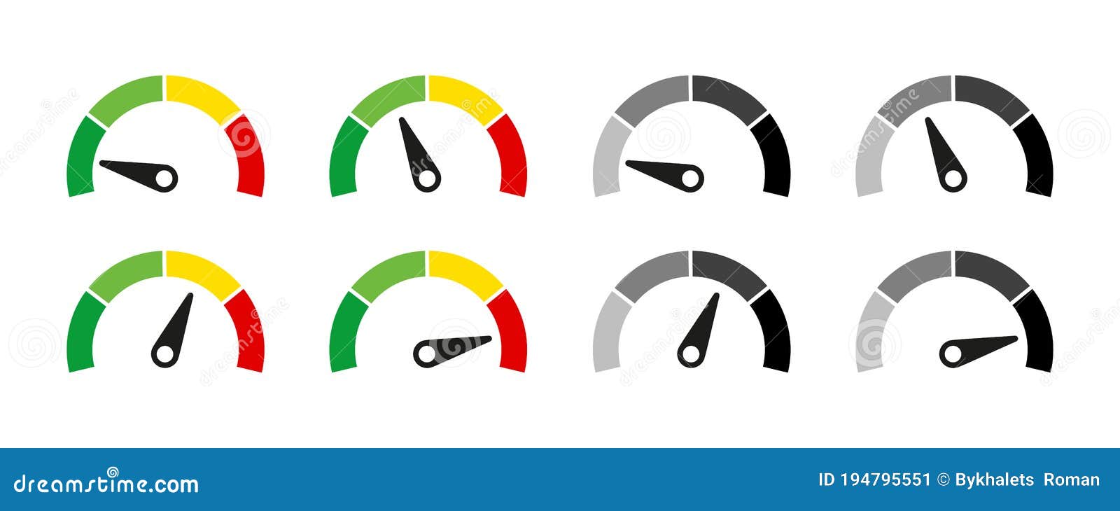Speedometer or Customer Indicators of Satisfaction. Vector Isolated ...