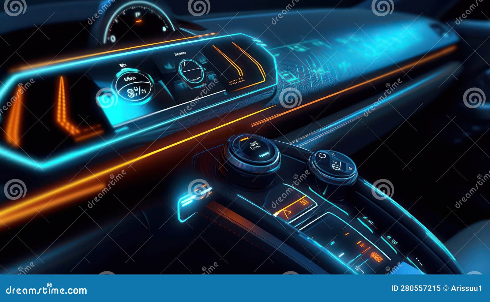 AI Generated Illustration of a Speedometer Dashboard in a Brand-less ...