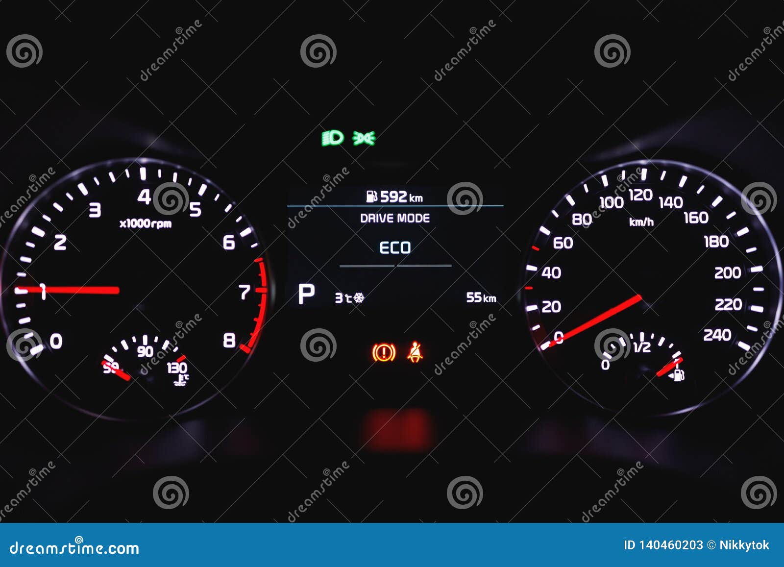 Speedometer Dashboard with Illumination Stock Image - Image of closeup ...