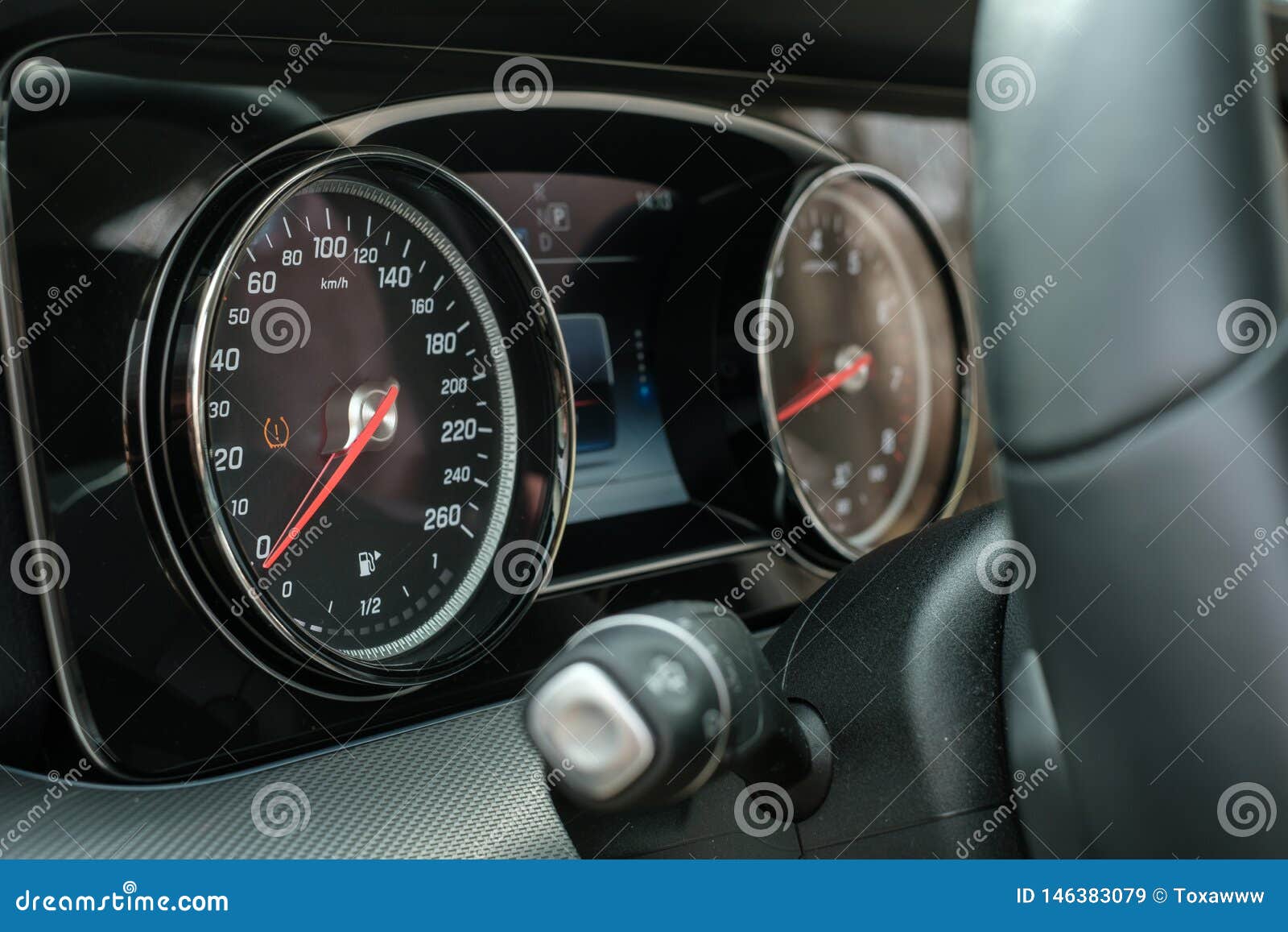 Speedometer at Dashboard of Luxury Car Stock Image - Image of auto ...