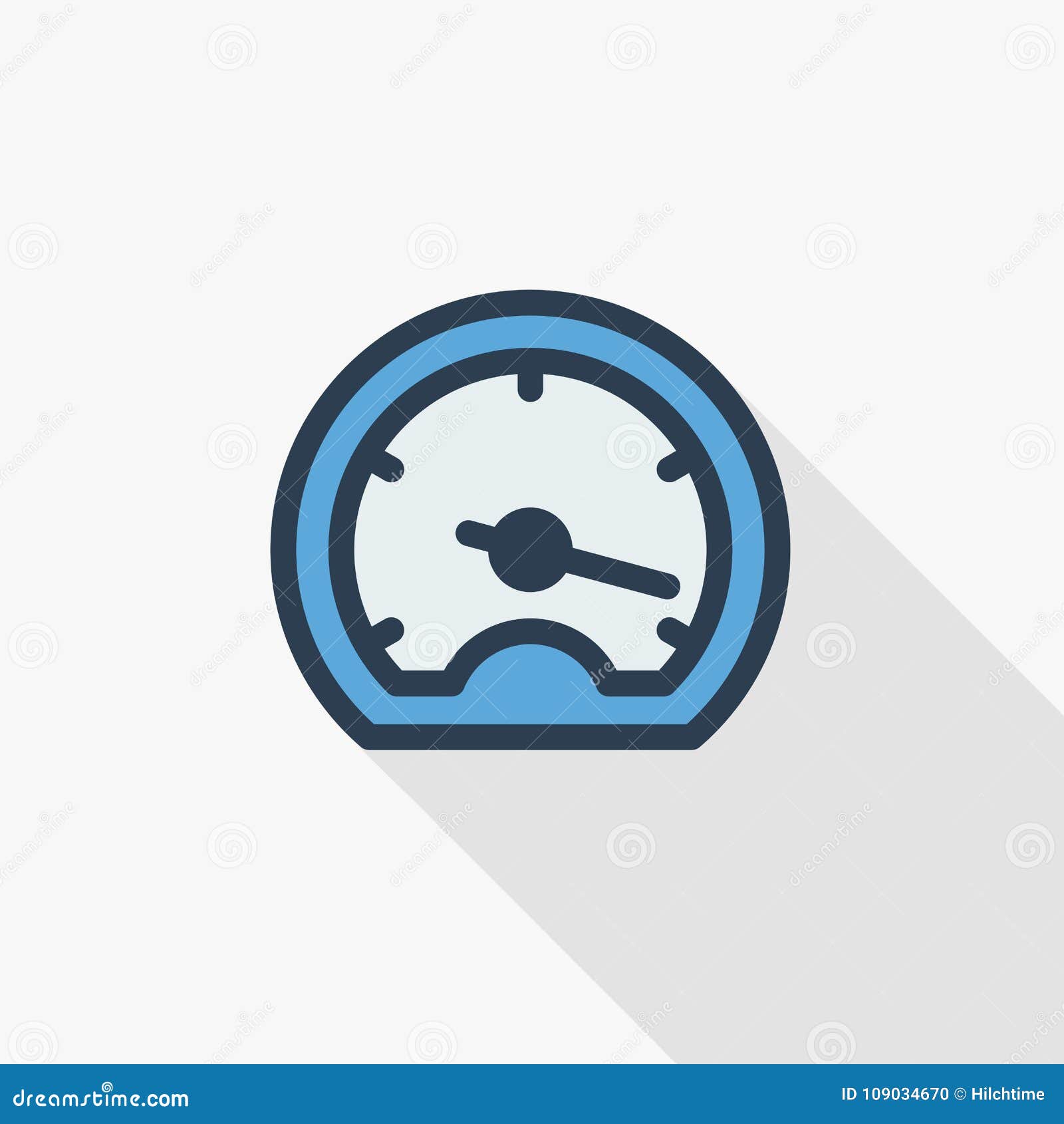 Speedometer, Dashboard Thin Line Flat Color Icon. Linear Vector Symbol ...