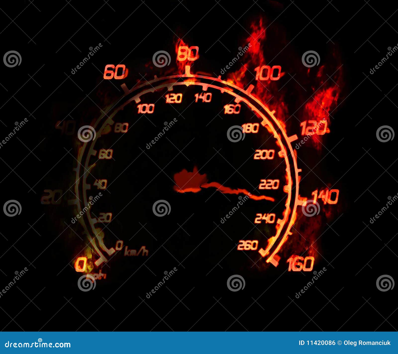 Speedometer on fire stock illustration. Illustration of race - 11420086