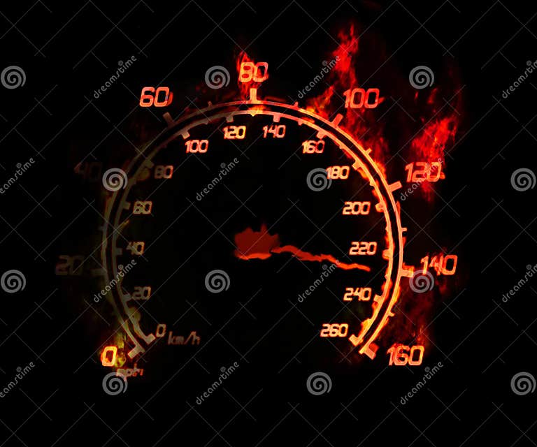 Speedometer on fire stock illustration. Illustration of race - 11420086