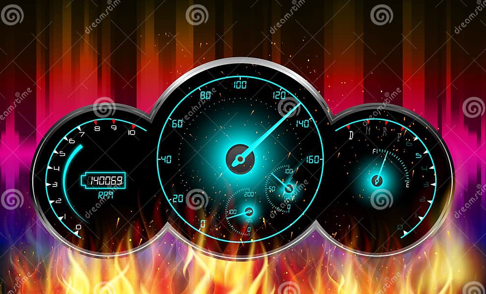 Speedometer in fire stock vector. Illustration of speed - 74893998