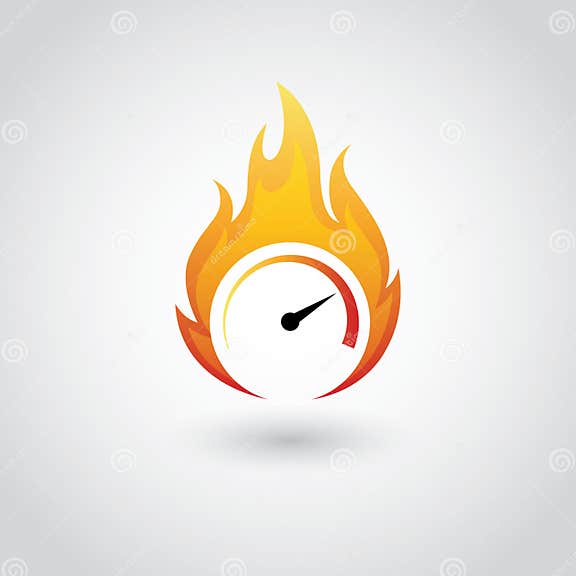 Speedometer on fire stock vector. Illustration of symbol - 33090284