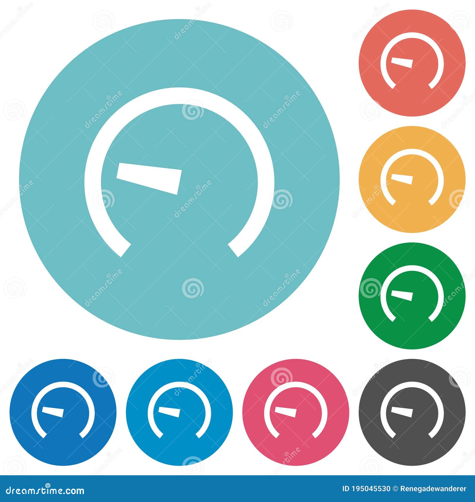 Speedometer Flat White Icons In Square Backgrounds Cartoon Vector ...