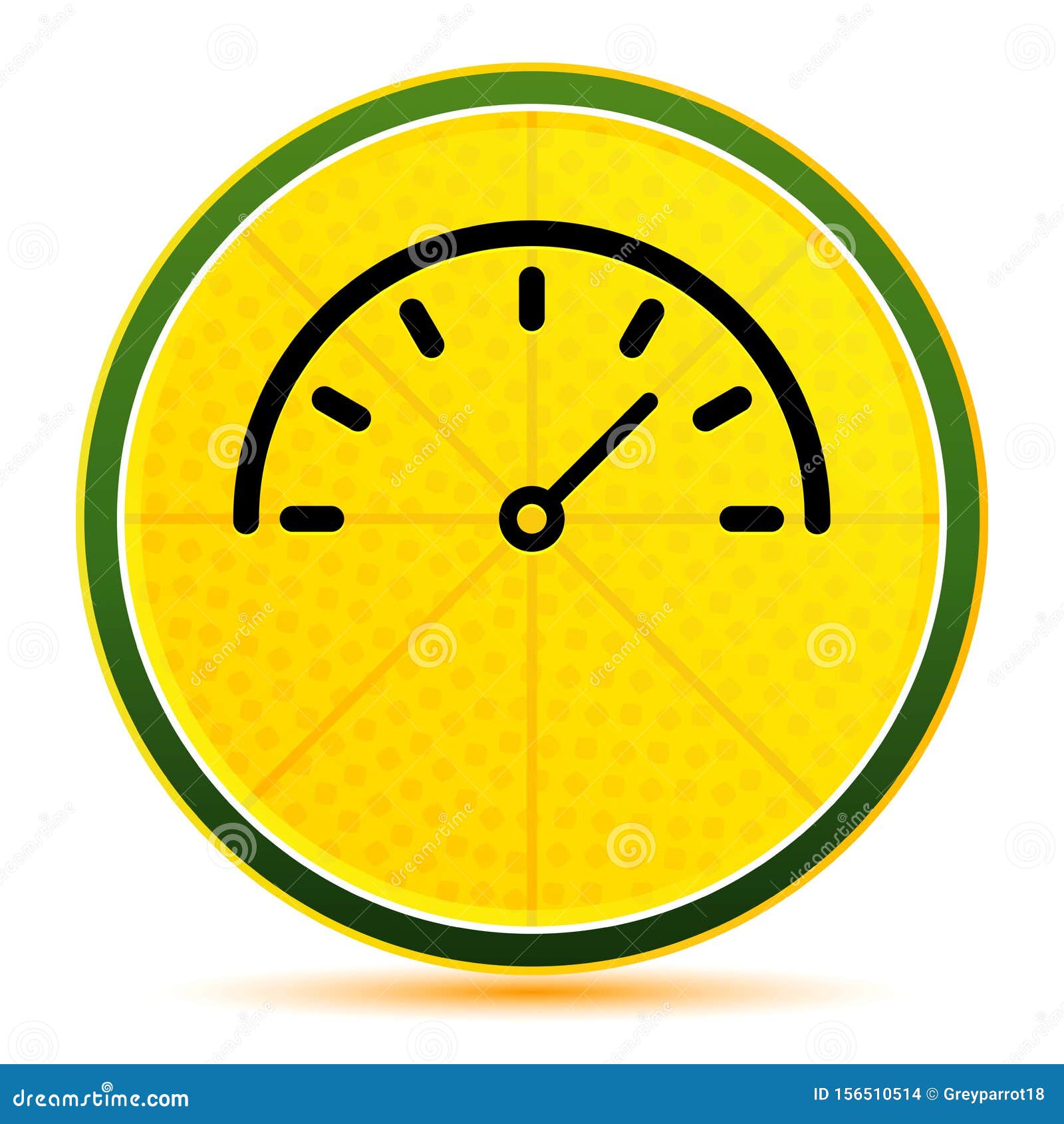 Speedometer Gauge Icon Lemon Lime Yellow Round Button Illustration ...
