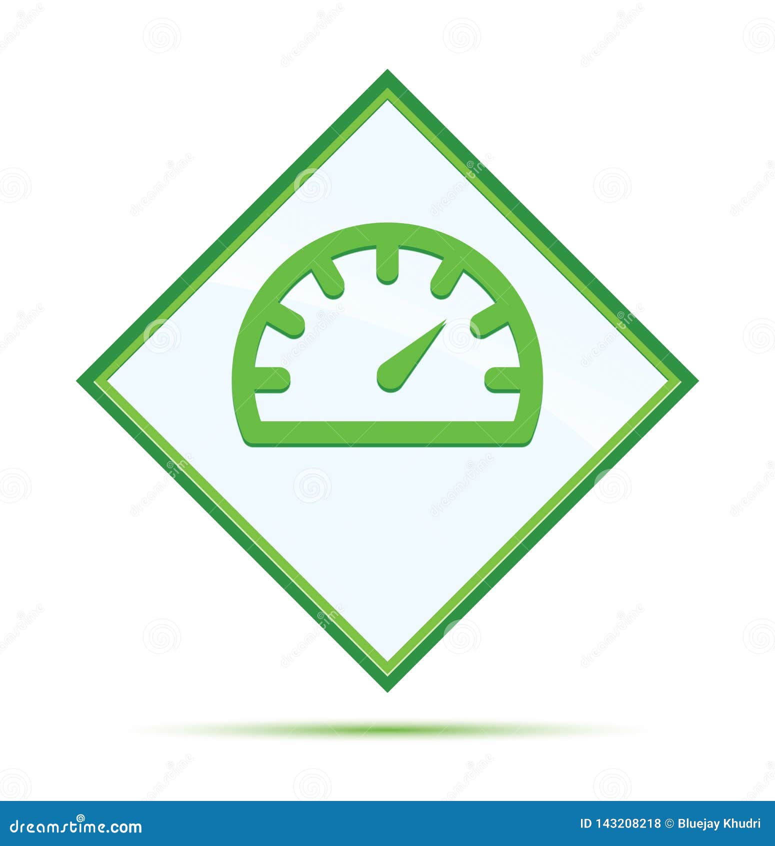 Speedometer Gauge Icon Modern Abstract Green Diamond Button Stock ...