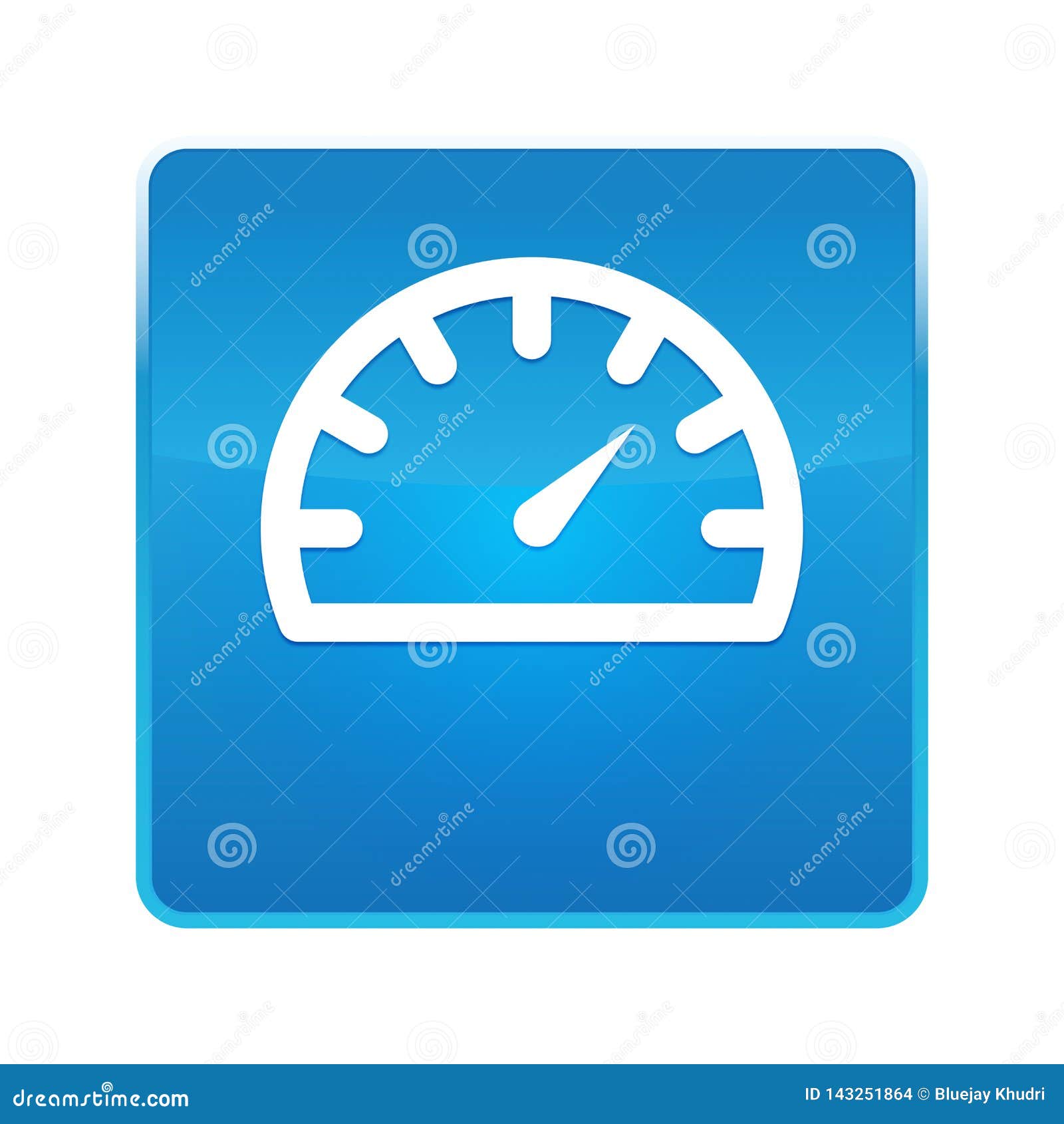 Speedometer Gauge Icon Shiny Blue Square Button Stock Illustration ...