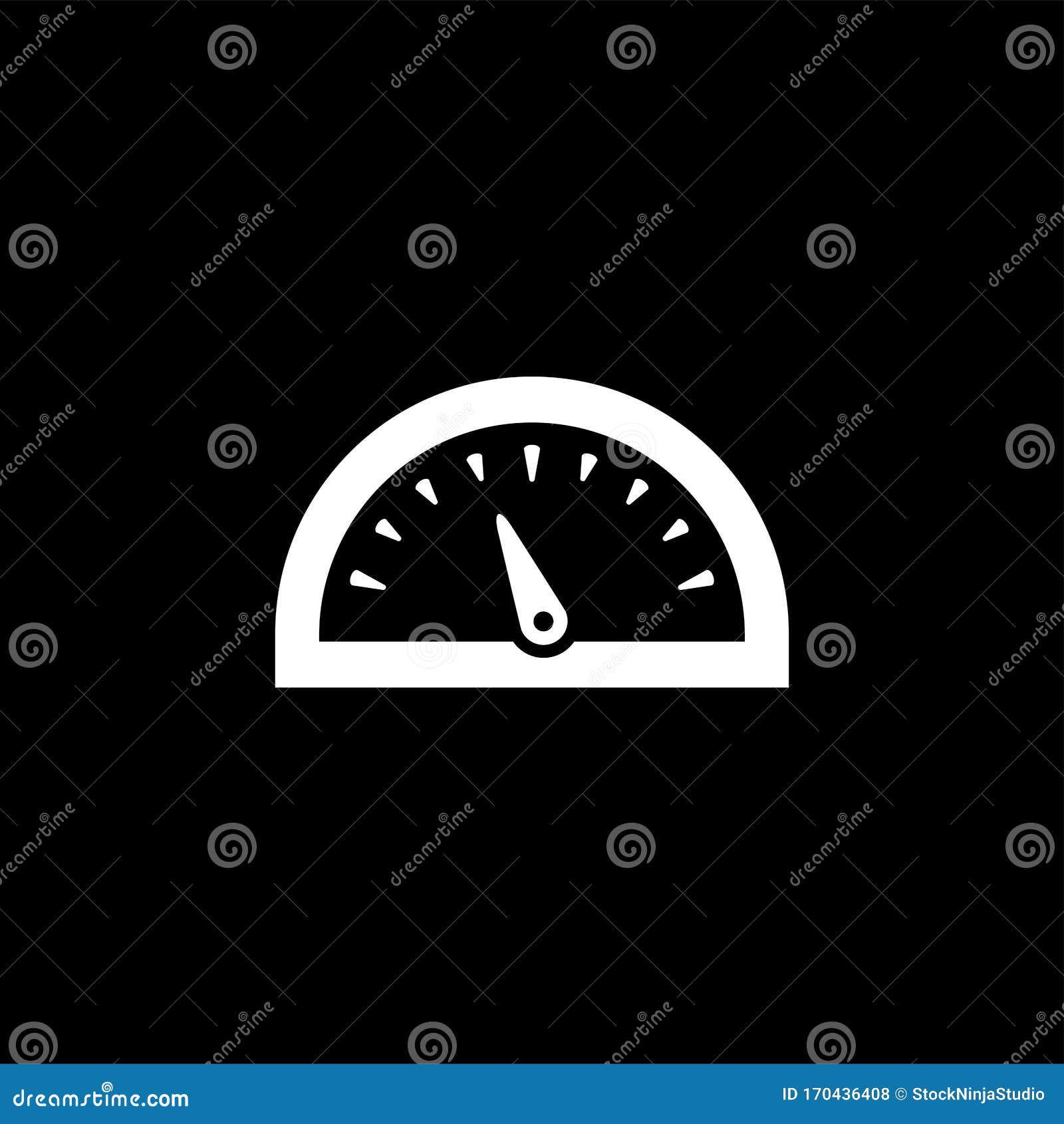 Speedometer Icon on Black Background. Black Flat Style Vector ...