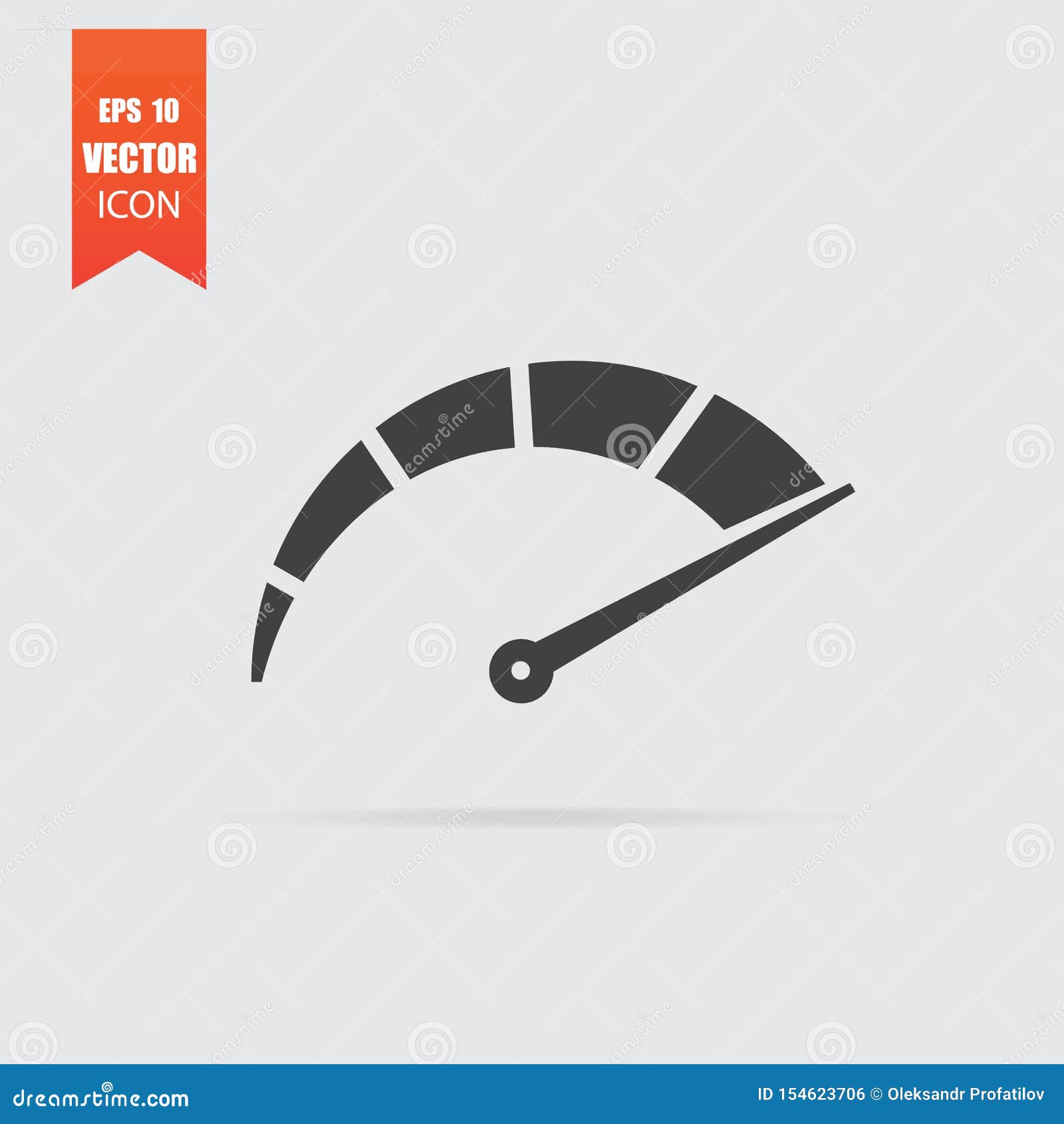 Speedometer Icon in Flat Style Isolated on Grey Background Stock Vector ...