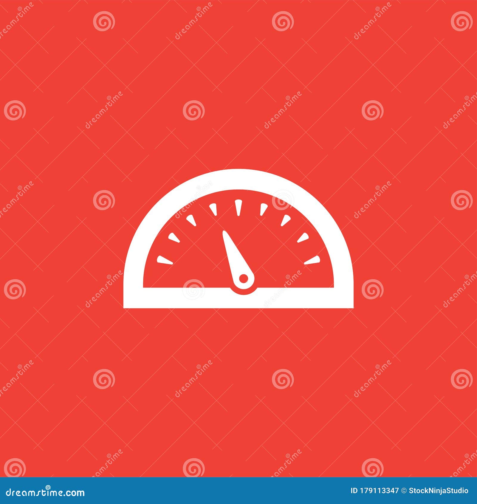 Speedometer Icon on Red Background. Red Flat Style Vector Illustration ...