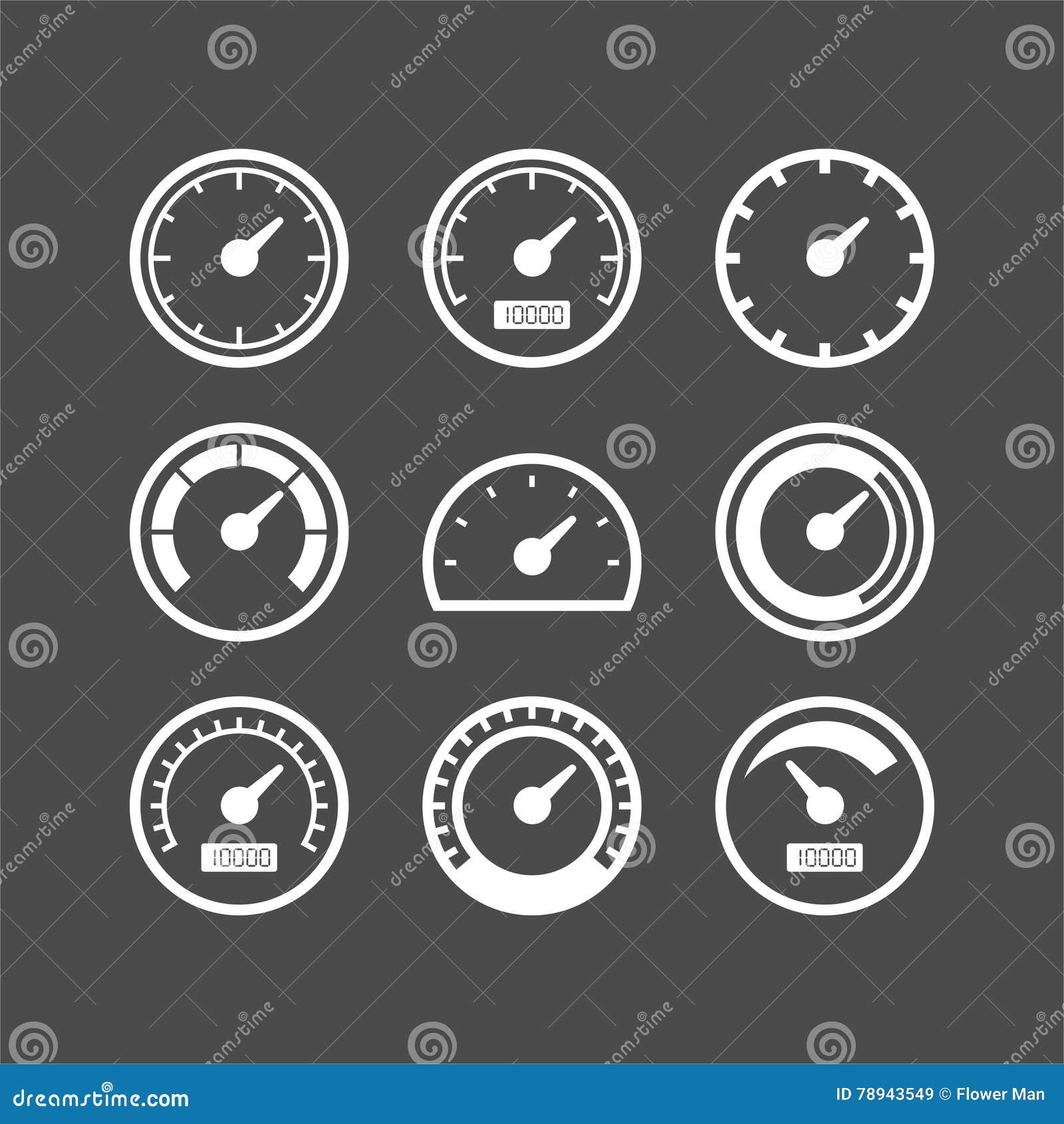 Speedometer icon set stock illustration. Illustration of concept - 78943549