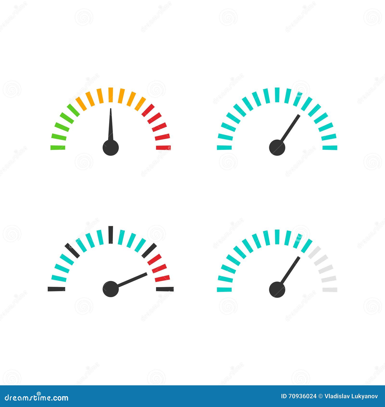 Speedometer Icon Set Vector Illustration, Speed Control Measure Element ... Speedometer Icon Set Vector Illustration, Speed Control Measure Element ...