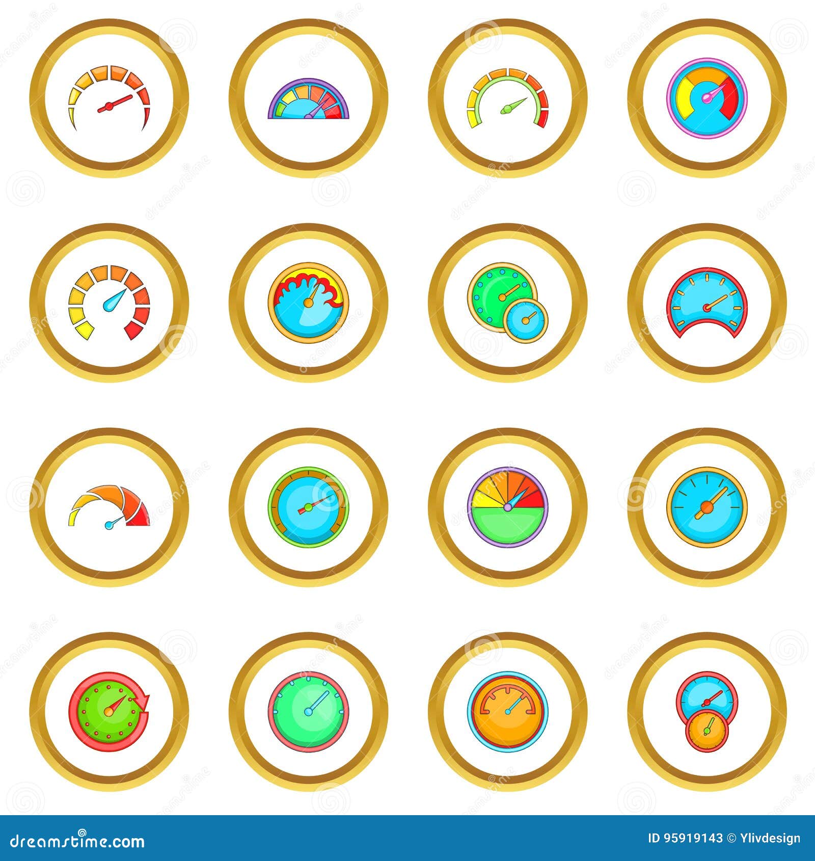 Speedometer icons circle stock vector. Illustration of collection ...