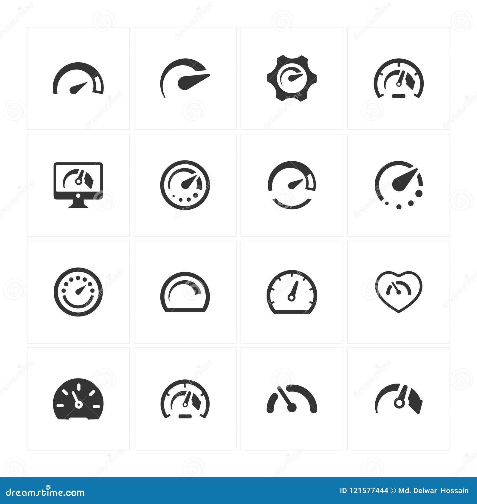 Speedometer Icons_ Gray Version Stock Vector - Illustration of power ...
