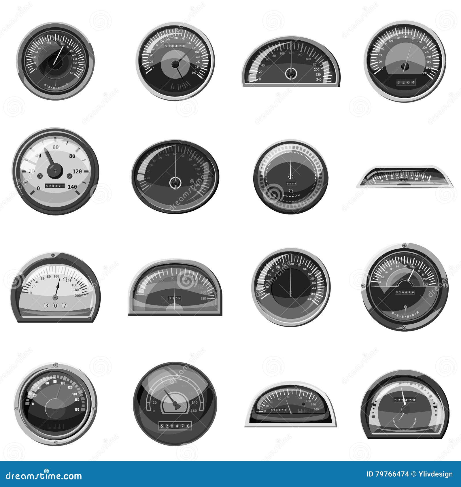 Speedometer Icons Set, Gray Monochrome Style Stock Vector ...