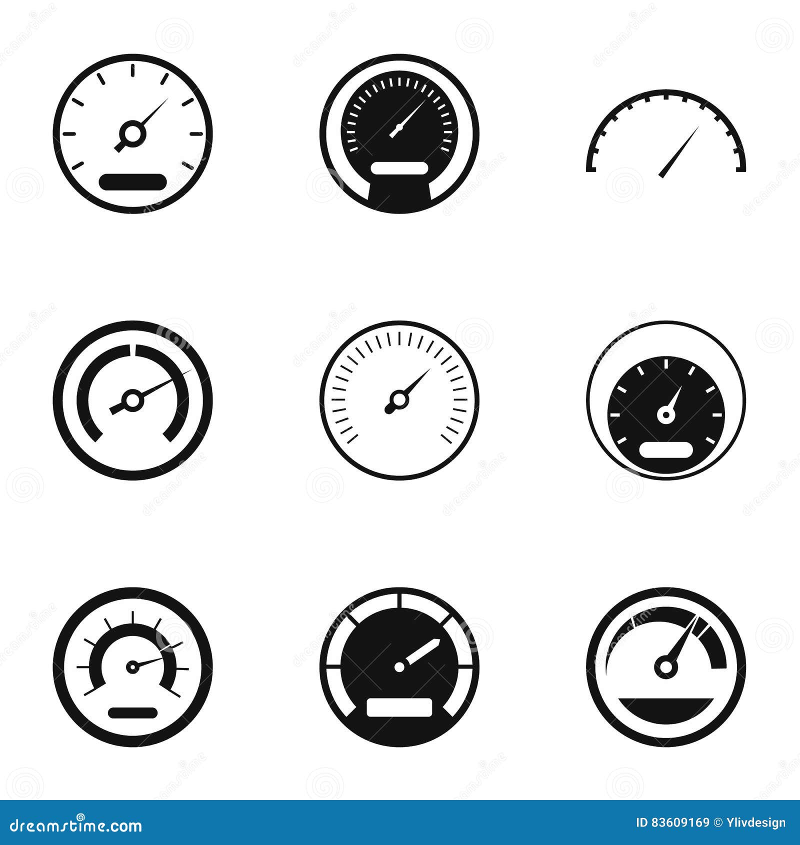 Speedometer Icons Set, Simple Style Stock Vector - Illustration of race ...
