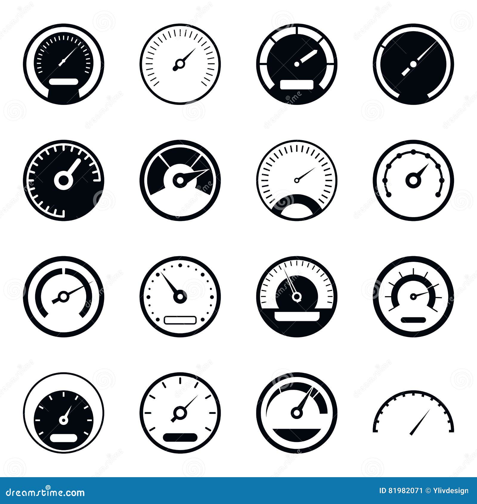 Speedometer Icons Set, Simple Style Stock Vector - Illustration of ...