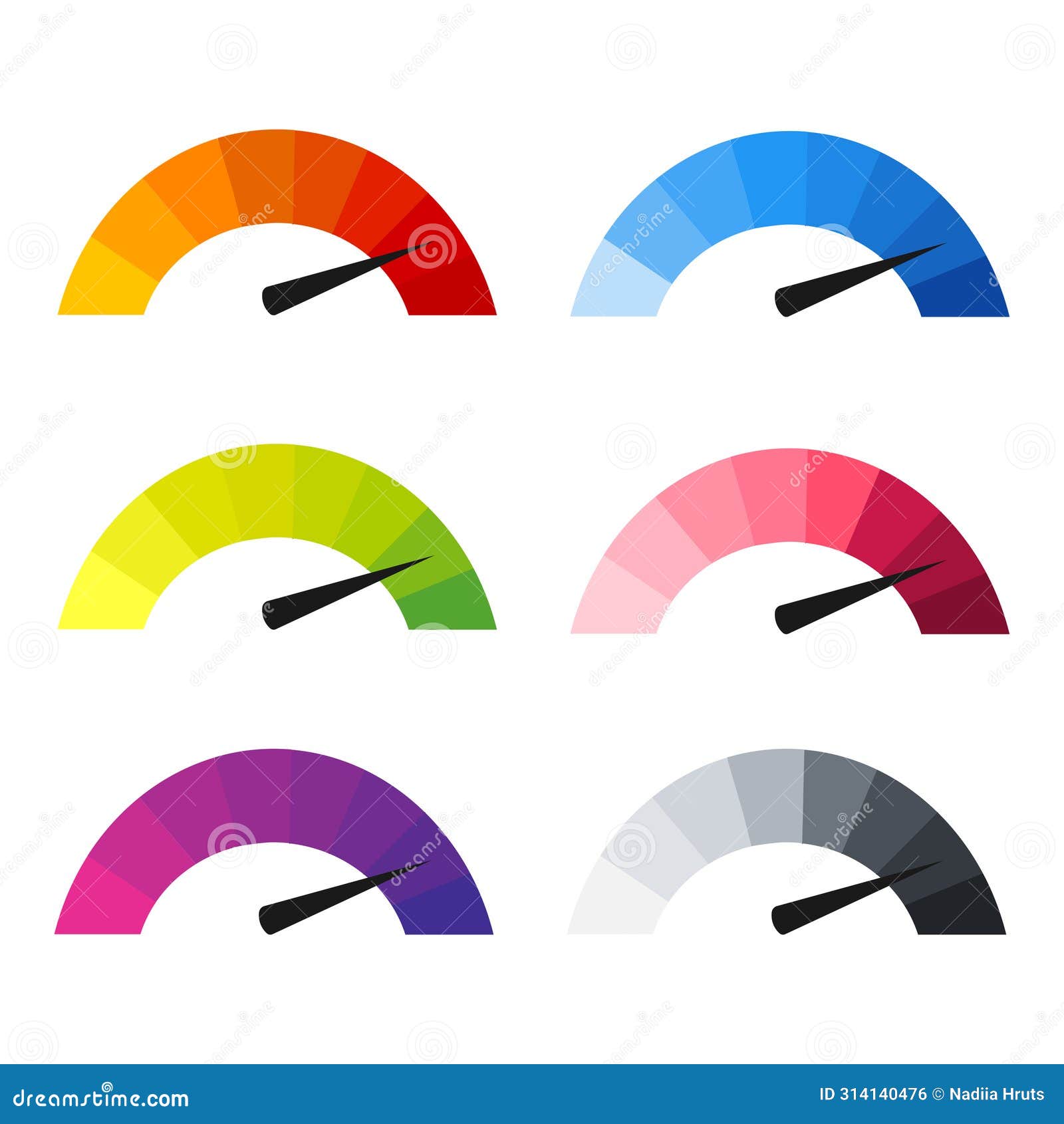 Speedometer Icons. Vector Illustration in Flat Design Style Stock ...