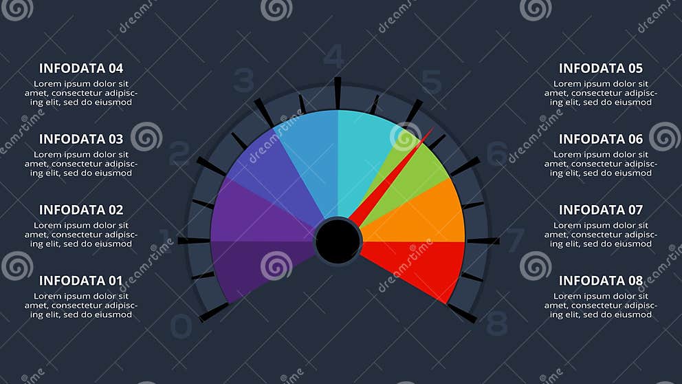 Speedometer Infographic with 8 Elements, Presentations, Vector ...