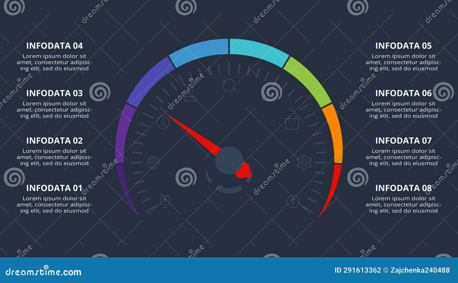Speedometer Infographic with 8 Elements, Presentations, Vector ...