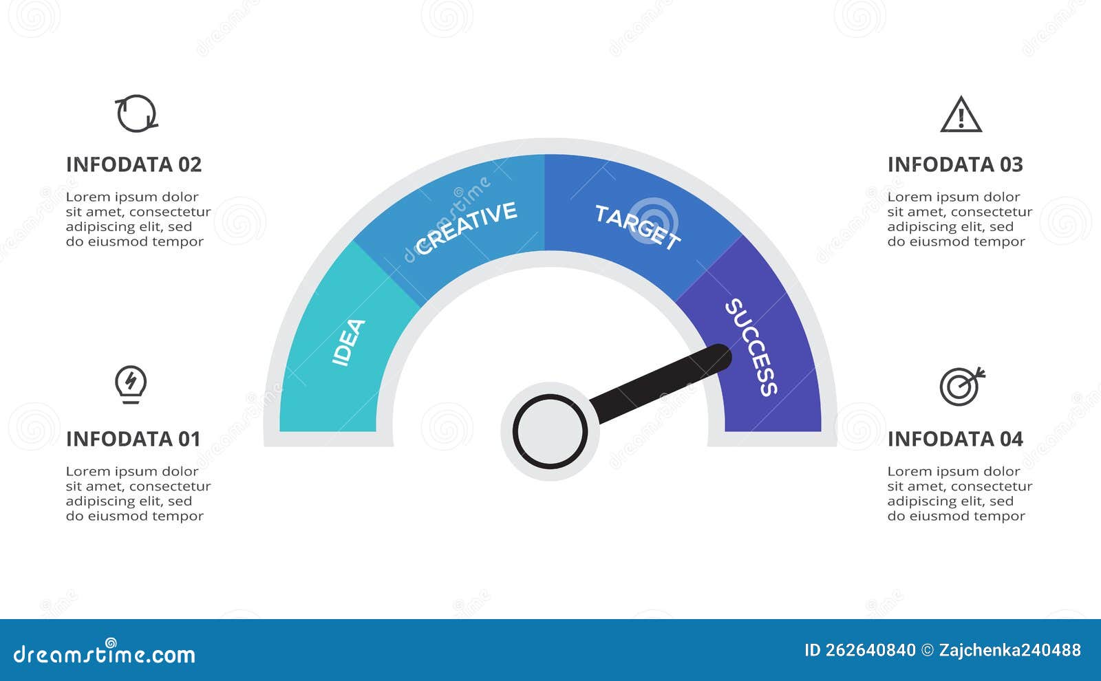 Speedometer Infographic with 4 Elements Template for Web, Business ...