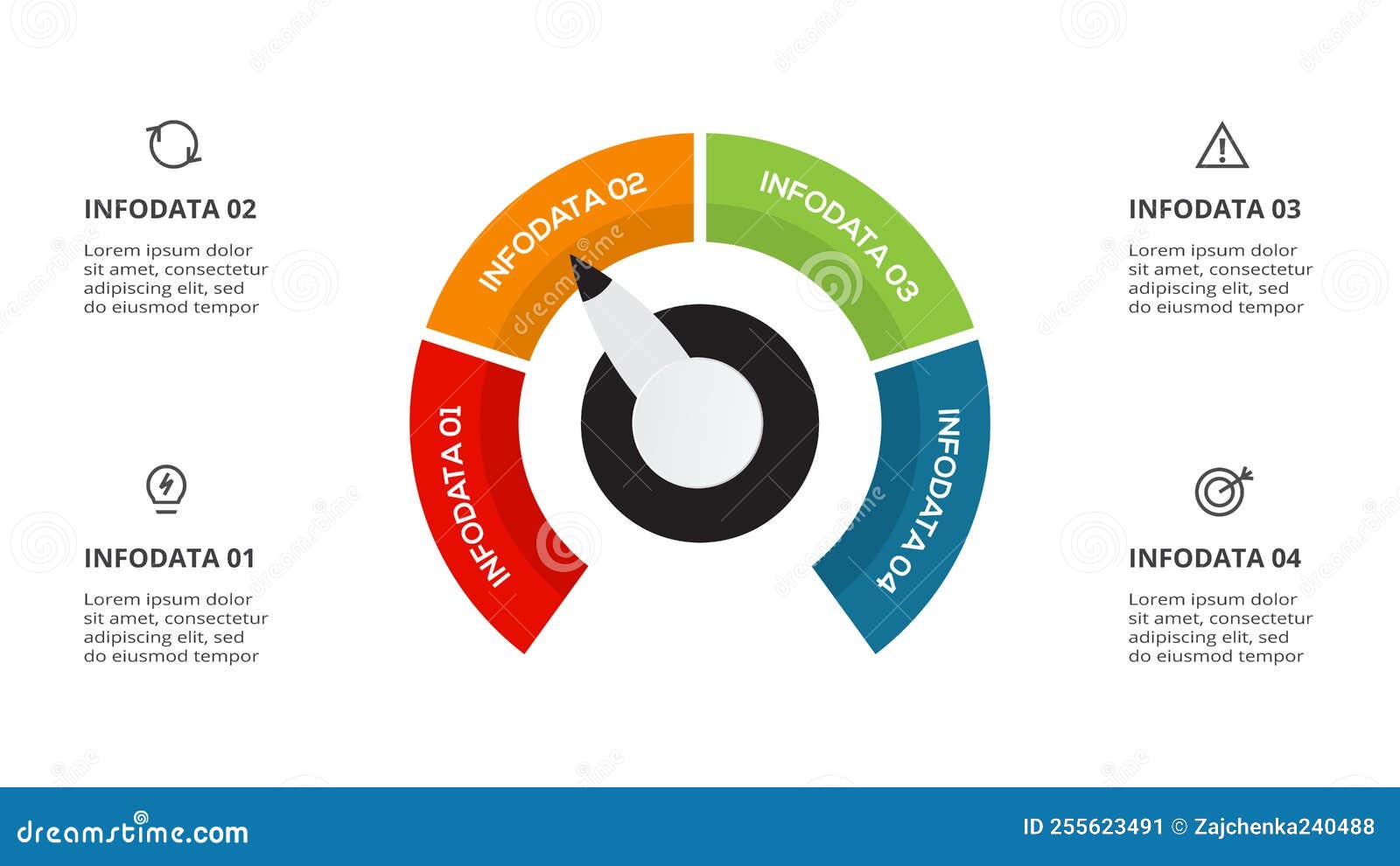 Speedometer Infographic with 4 Elements Template for Web, Business ...