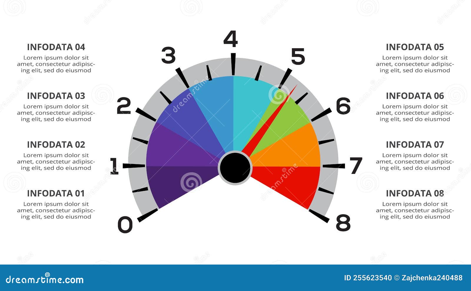 Speedometer Infographic with 8 Elements Template for Web, Business ...