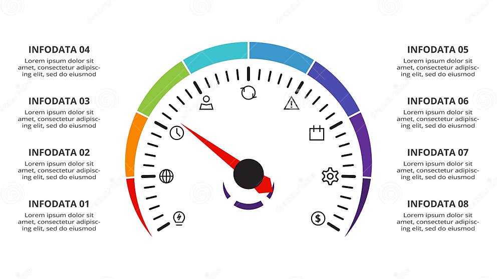 Speedometer Infographic with 8 Elements Template for Web, Business ...