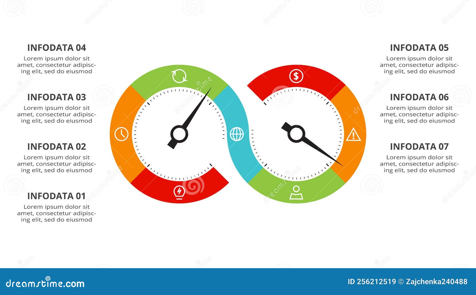 Speedometer Infographic with 7 Elements Template for Web, Business ...