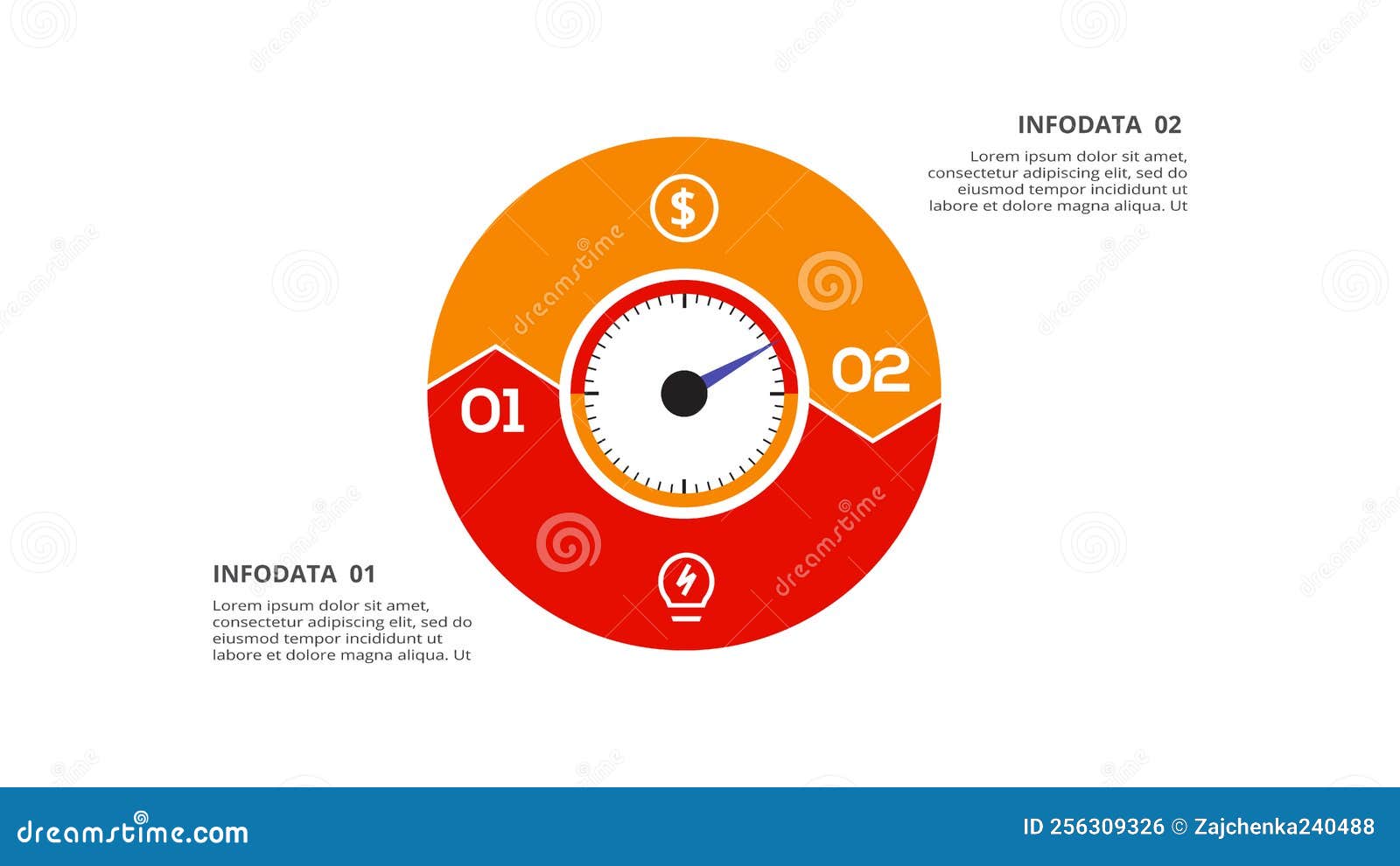 Speedometer Infographic with 2 Elements Template for Web, Business ...