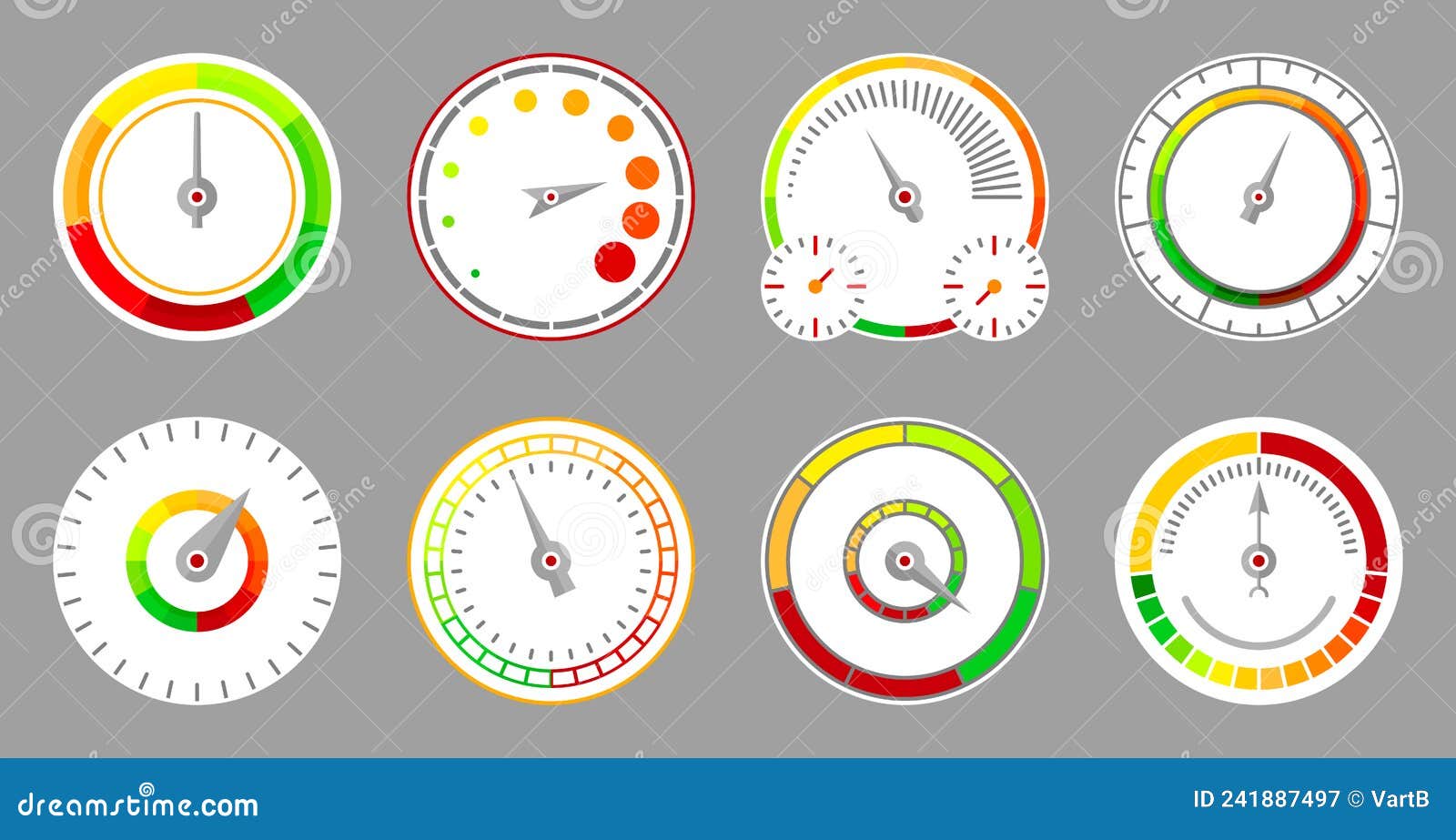 Speedometer Interface Dashboard Indicator Flat Set Stock Vector ...