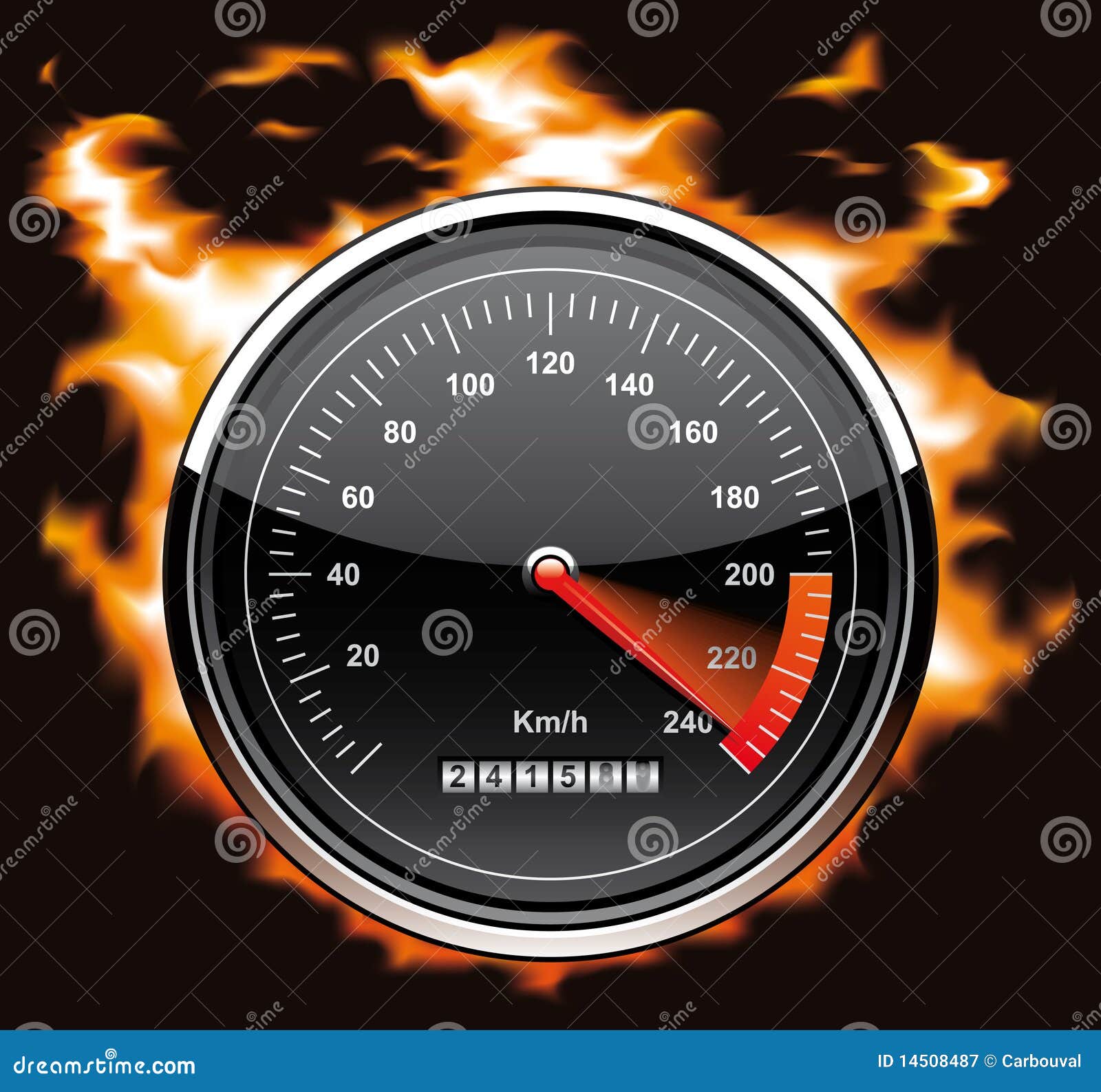 Speedometer Involved in Flames Stock Illustration - Illustration of ...