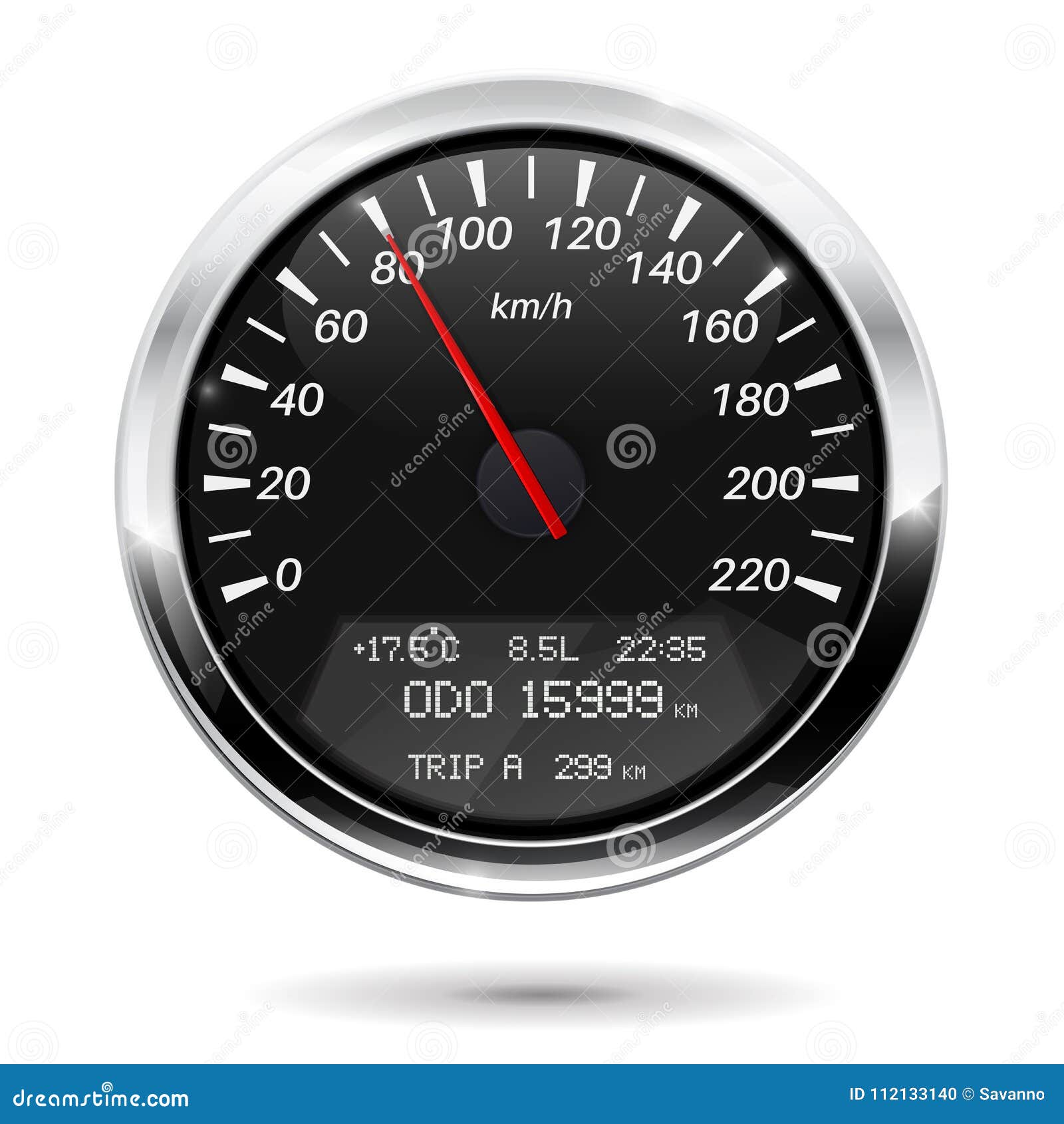 Speedometer. Kilometers And Miles. Black Car Dashboard Gauge Cartoon ...