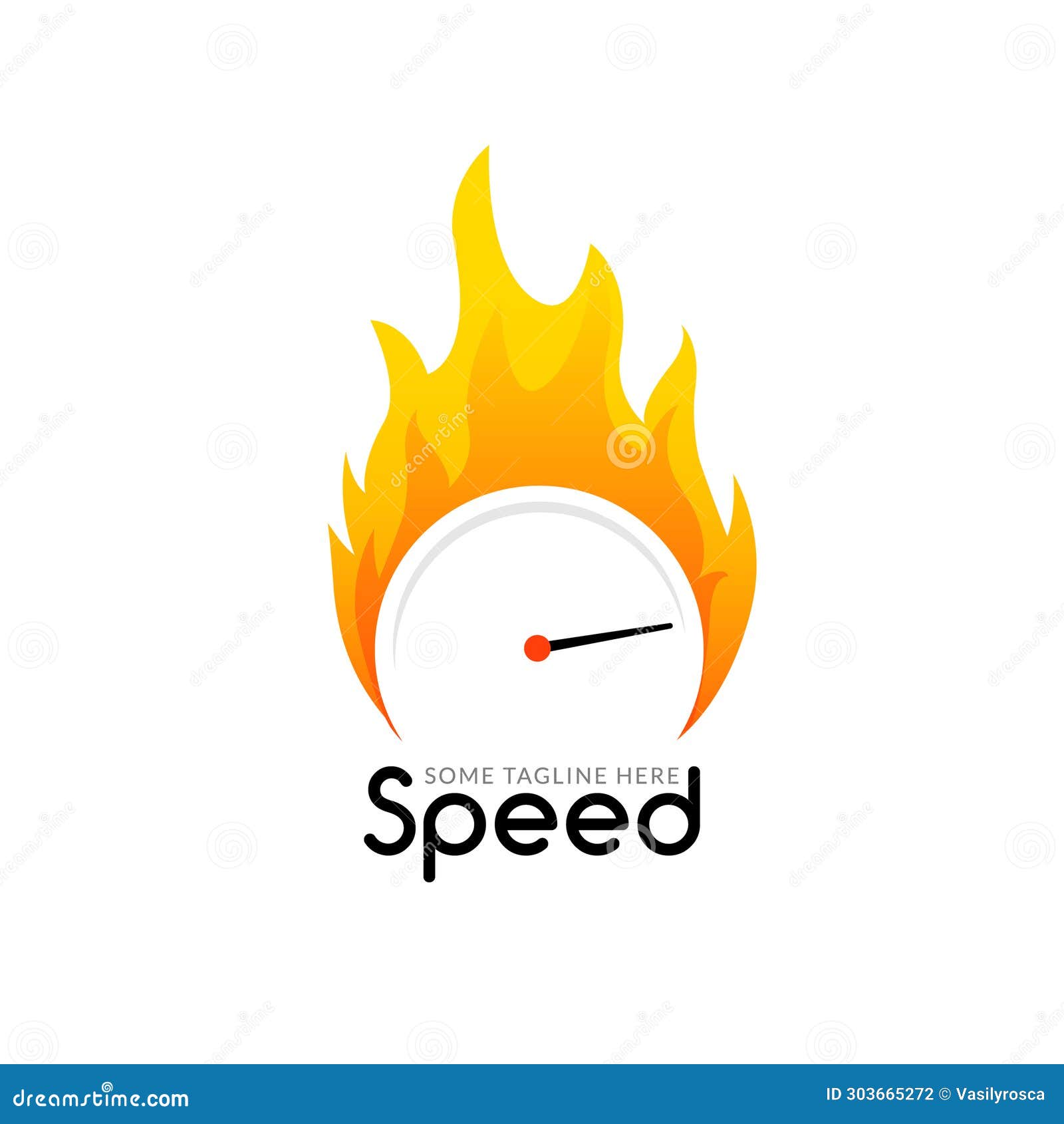Speedometer Logo with Flame Design. Fast Fire Speedometer Design ...