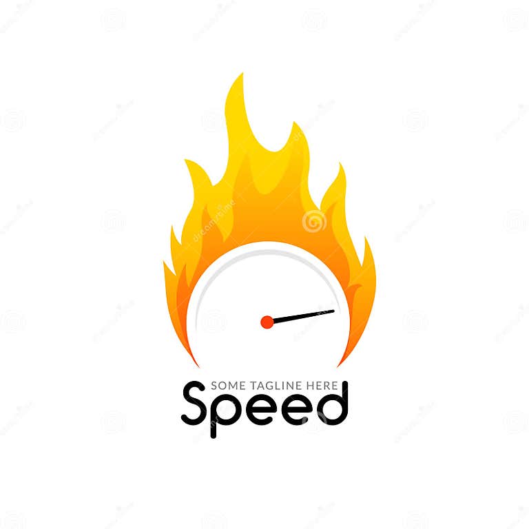 Speedometer Logo with Flame Design. Fast Fire Speedometer Design ...